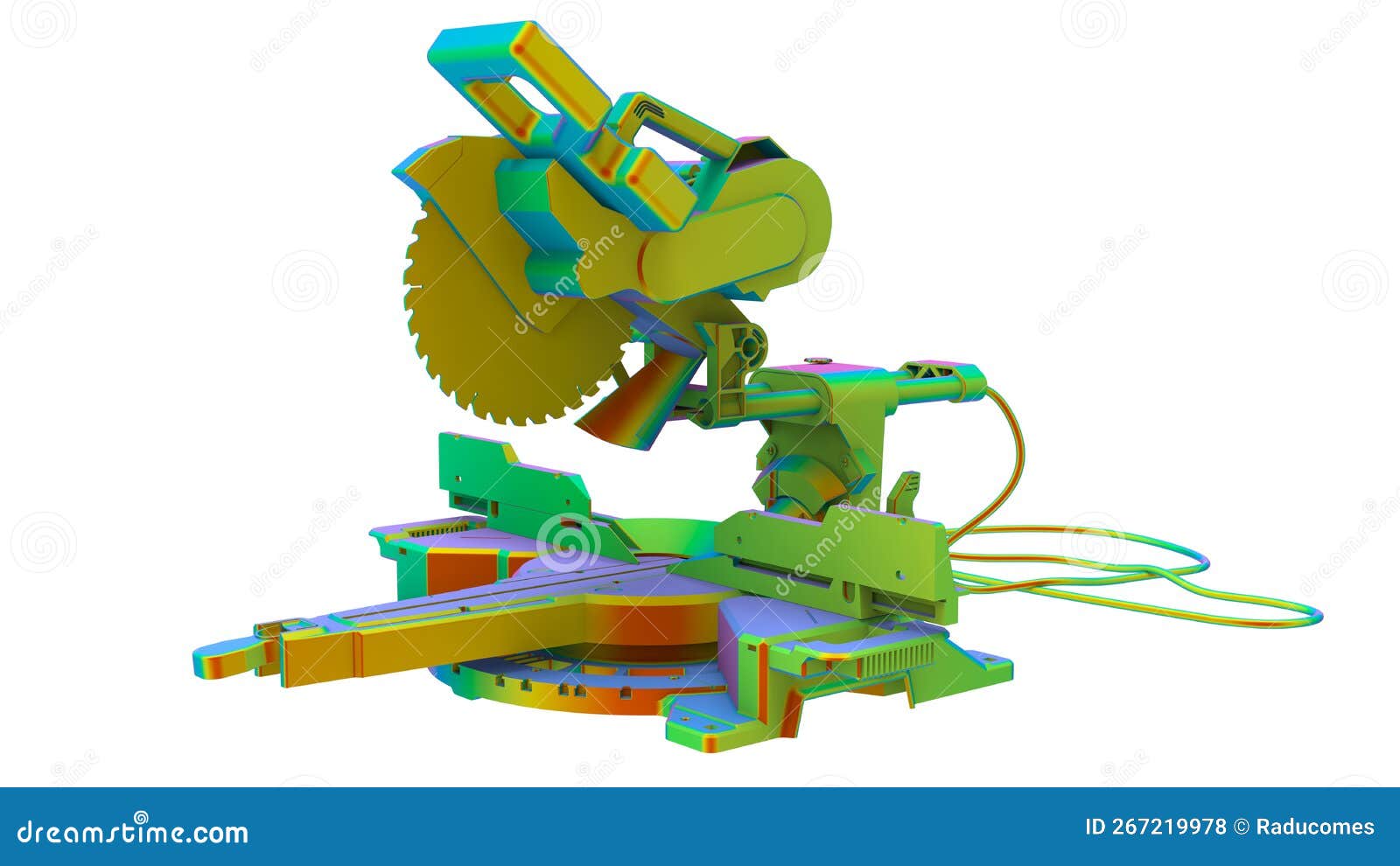 3D Rendering - FEA Analysis of an Open Saw Blade Cutting Machine Stock ...