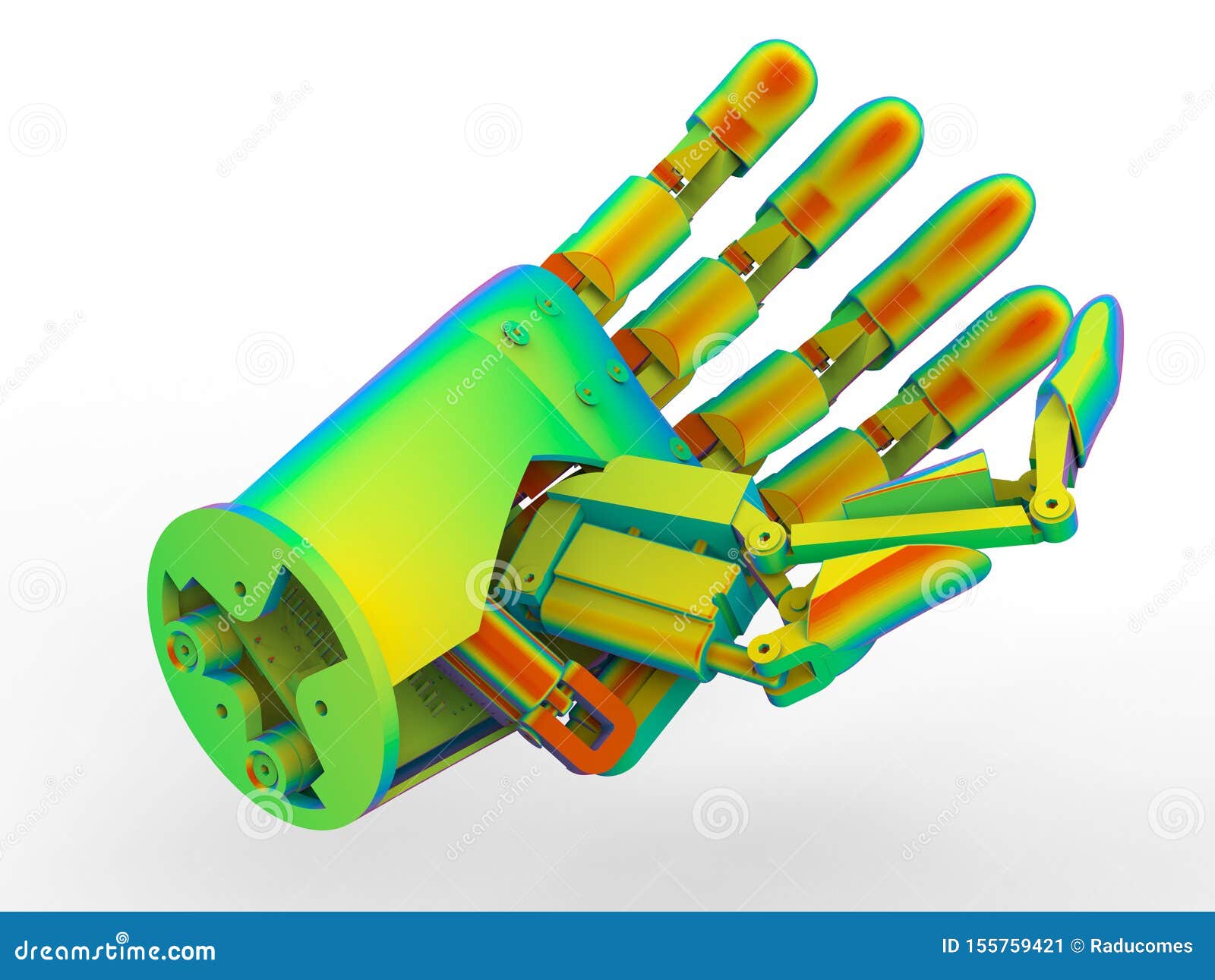 3D Rendering - FEA Analysis of a Robotic Arm Stock Illustration ...