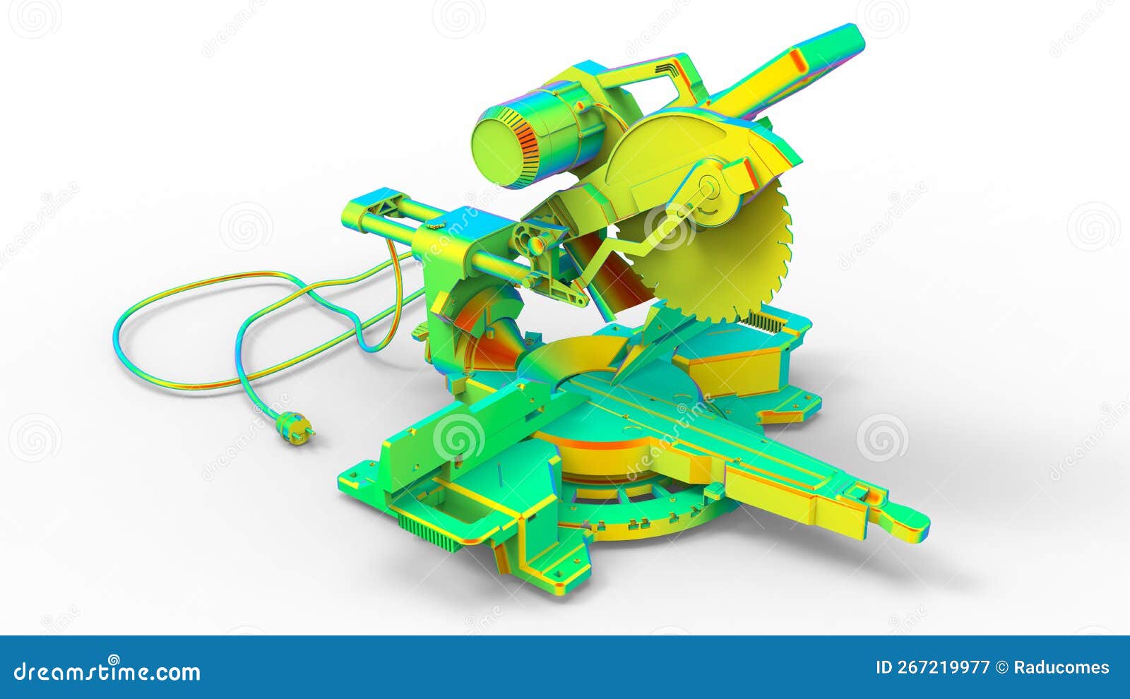 3D Rendering - FEA Analysis of a Saw Blade Cutting Machine Stock ...