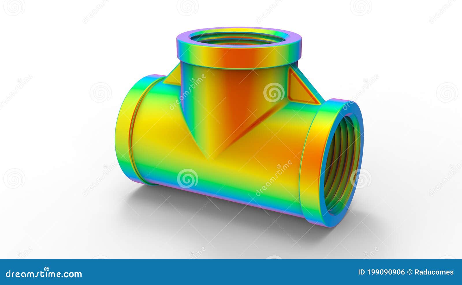 3D Rendering - FEA Analysis of a T-Branch Gas Pipe Stock Illustration ...