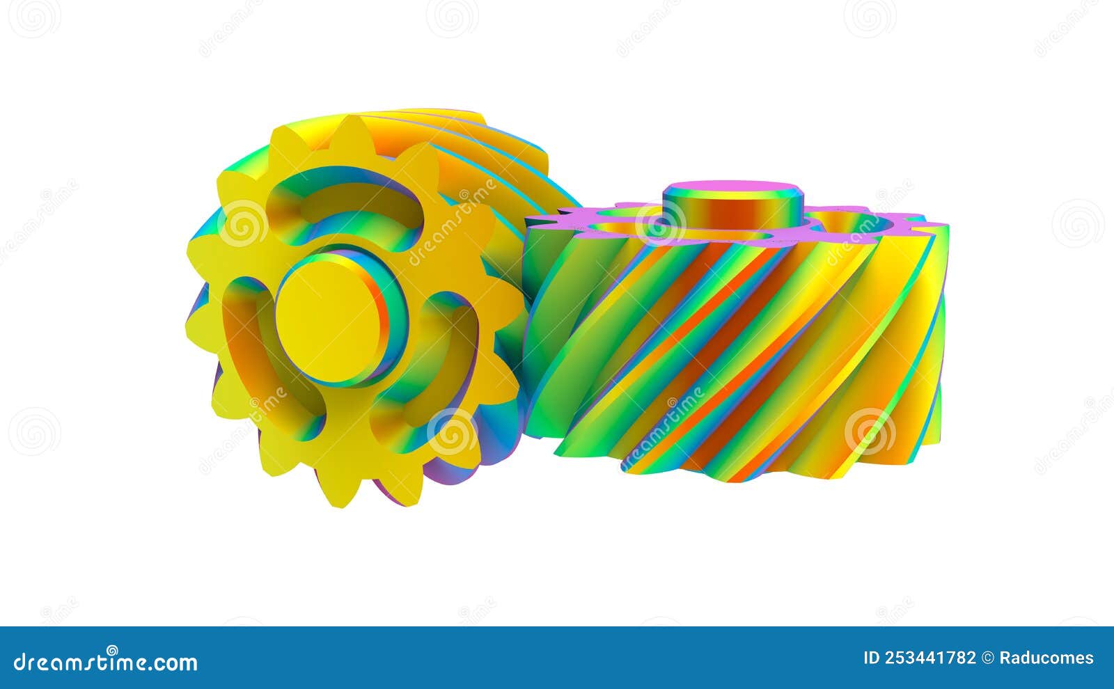 3D Rendering - FEA Analysis of Two Helical Gears Stock Illustration ...