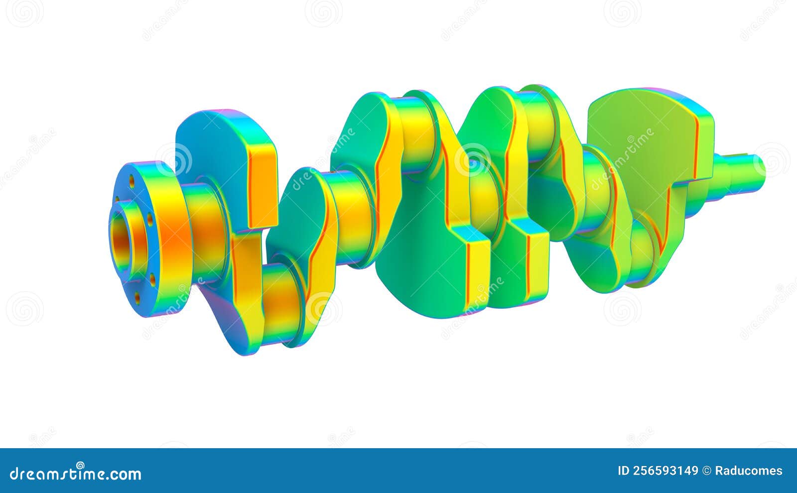 3D Rendering - Crank Shaft Finite Element Analysis Royalty-Free Cartoon ...