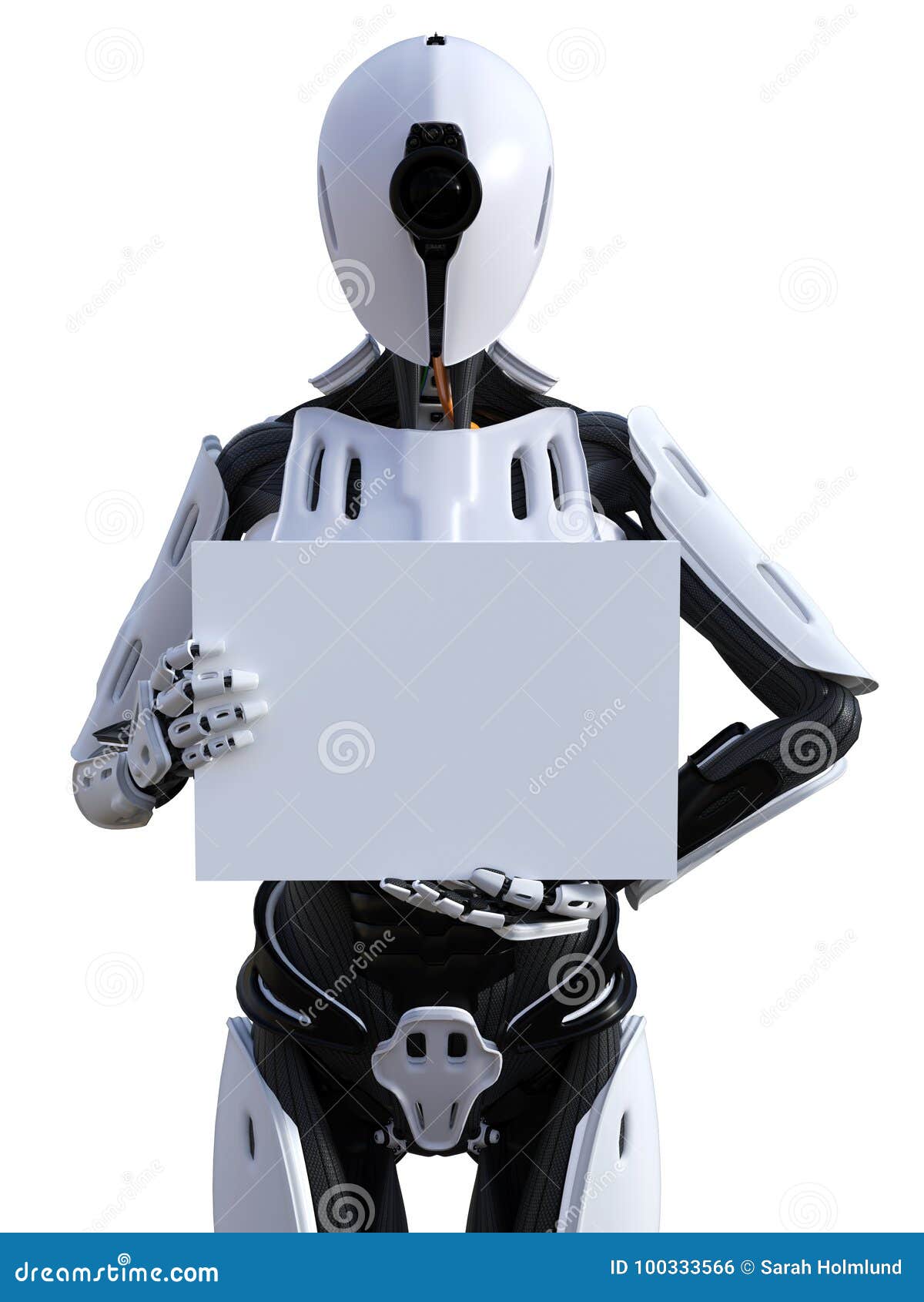3D Rendering of a Female Android Robot Holding Sign. Stock Illustration ...