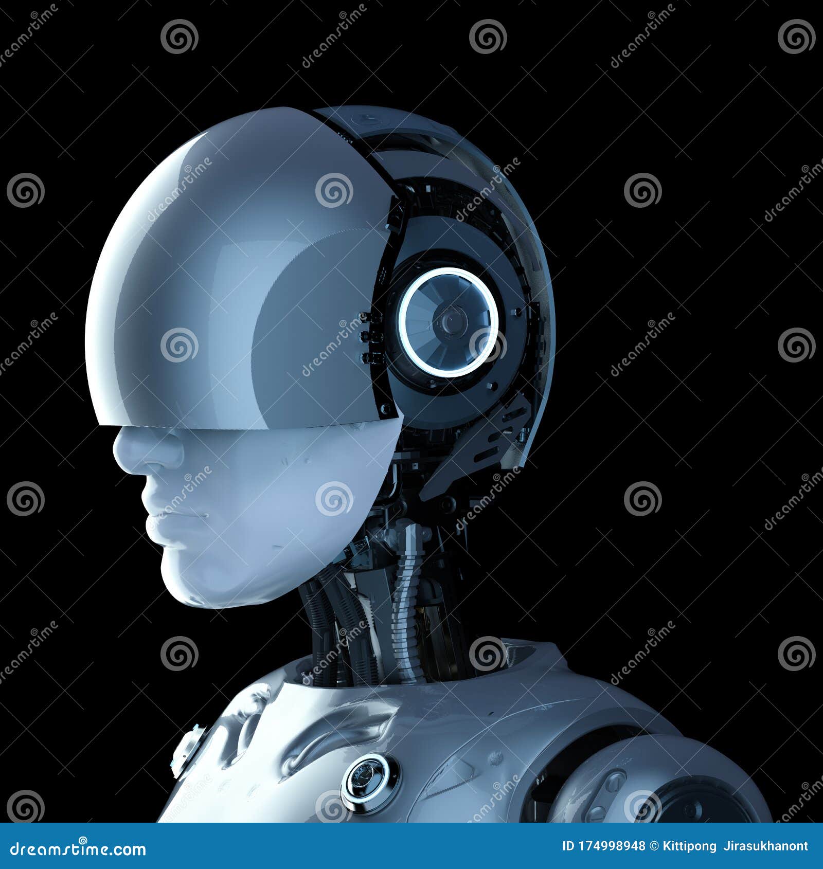 Female cyborg with goggle stock illustration. Illustration of rendering ...