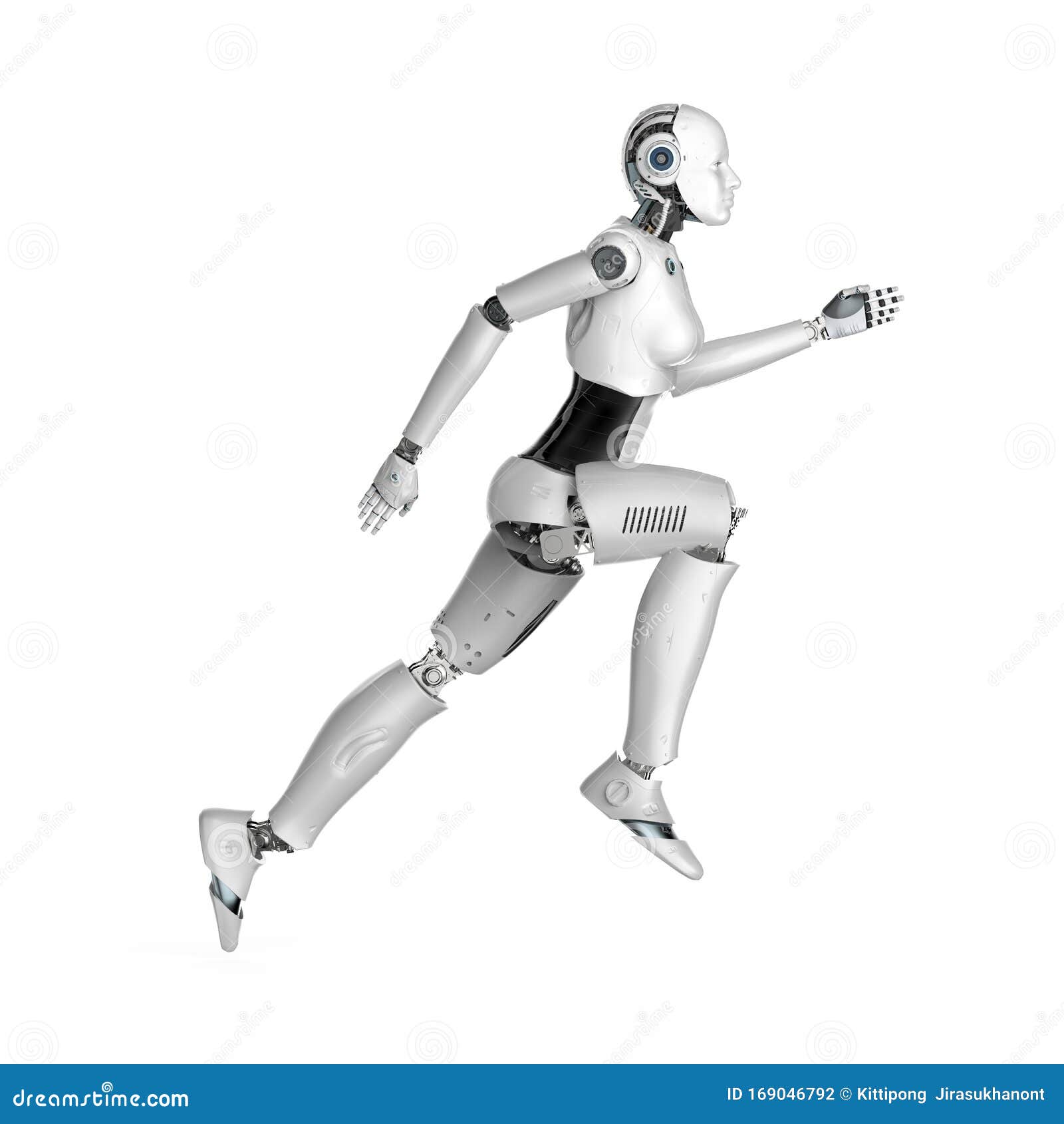 Female cyborg or robot run stock illustration. Illustration of jump ...