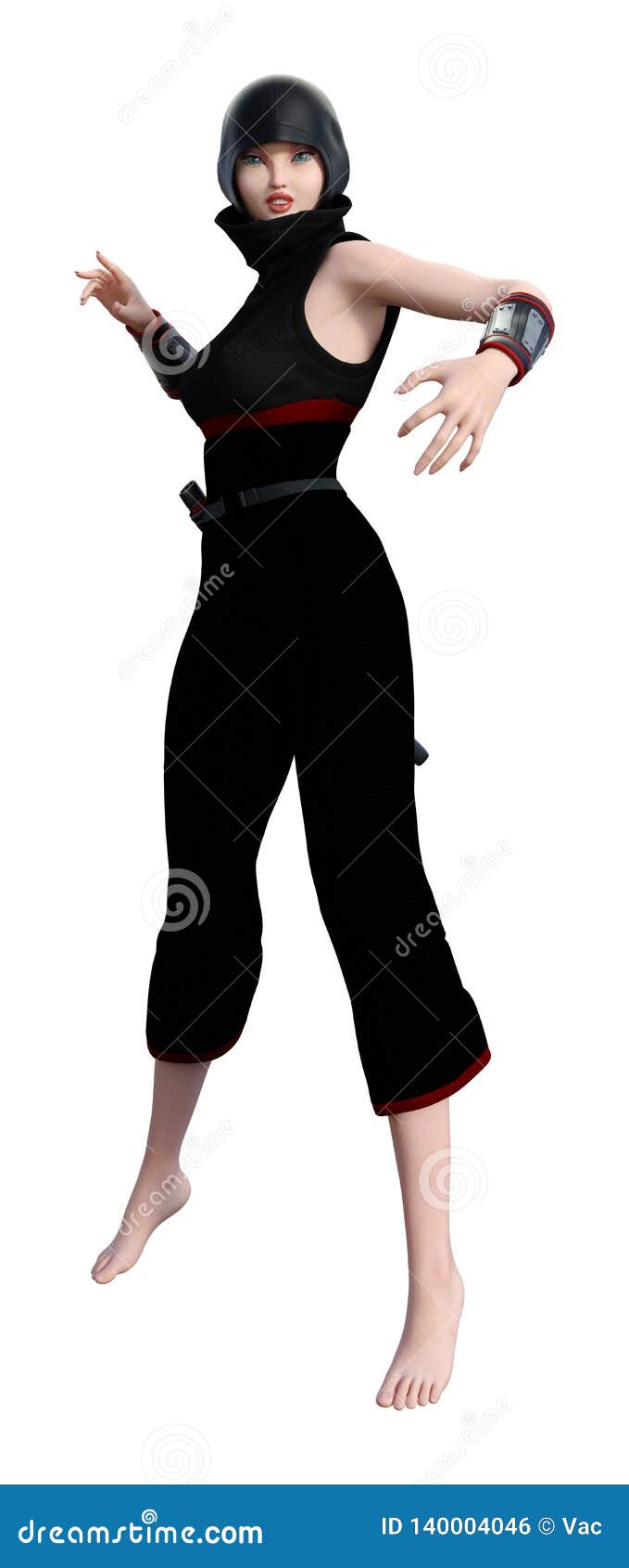 3D Rendering Female Ninja on White Stock Illustration - Illustration of ...