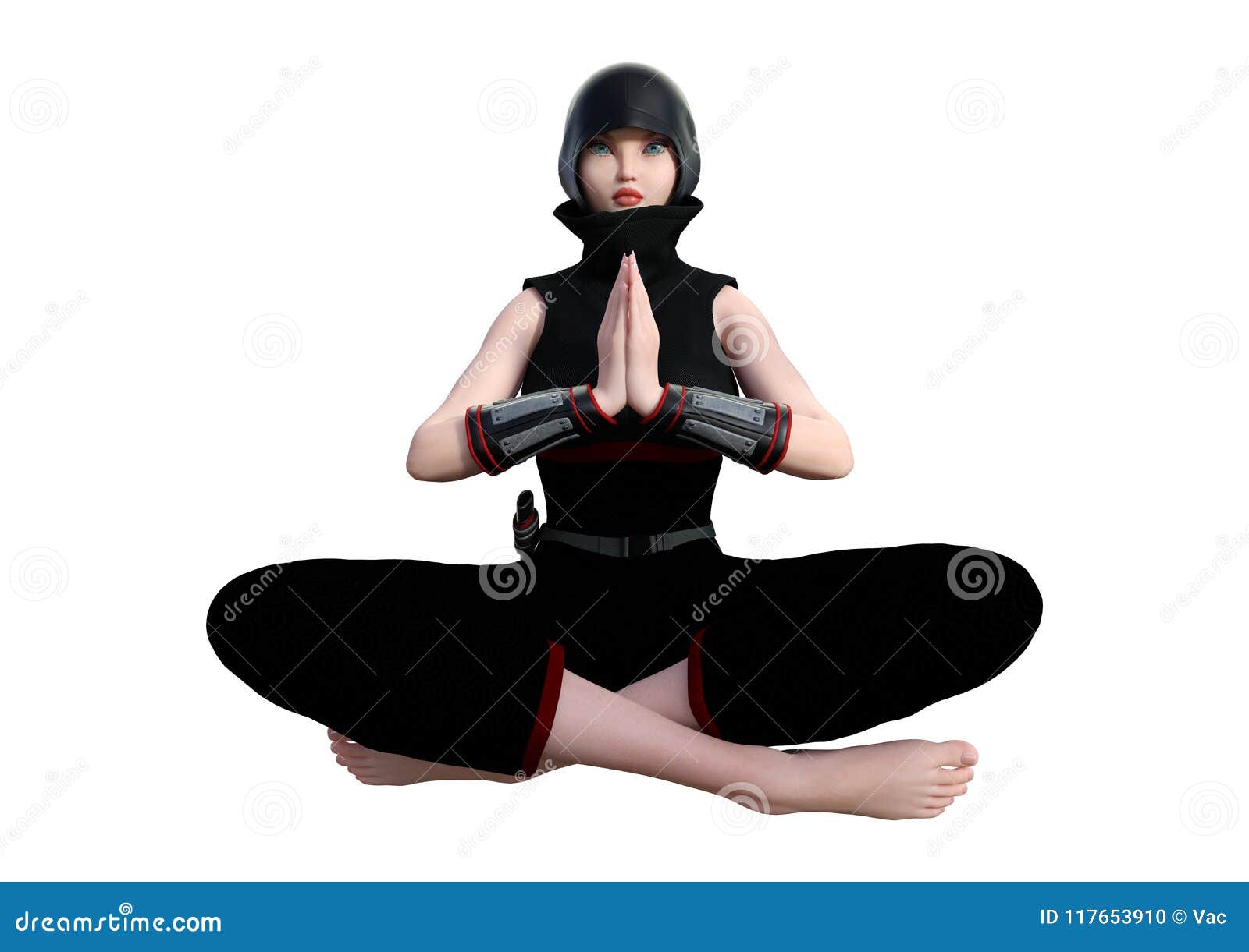 Ninja Meditating Coloring Page For Kids Vector Illustration ...