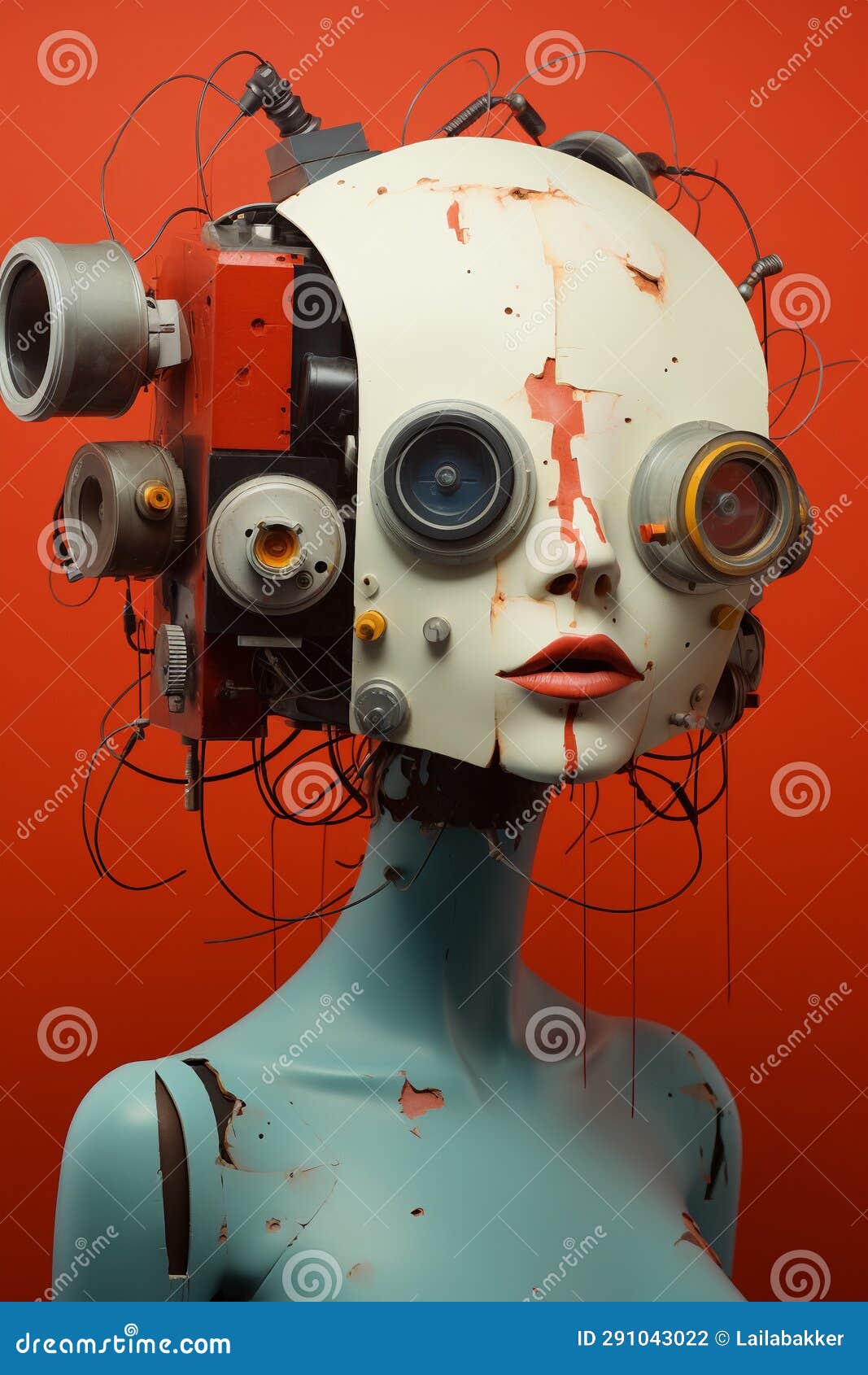 3d Rendering of a Female Robot with Blood on Her Face Stock ...