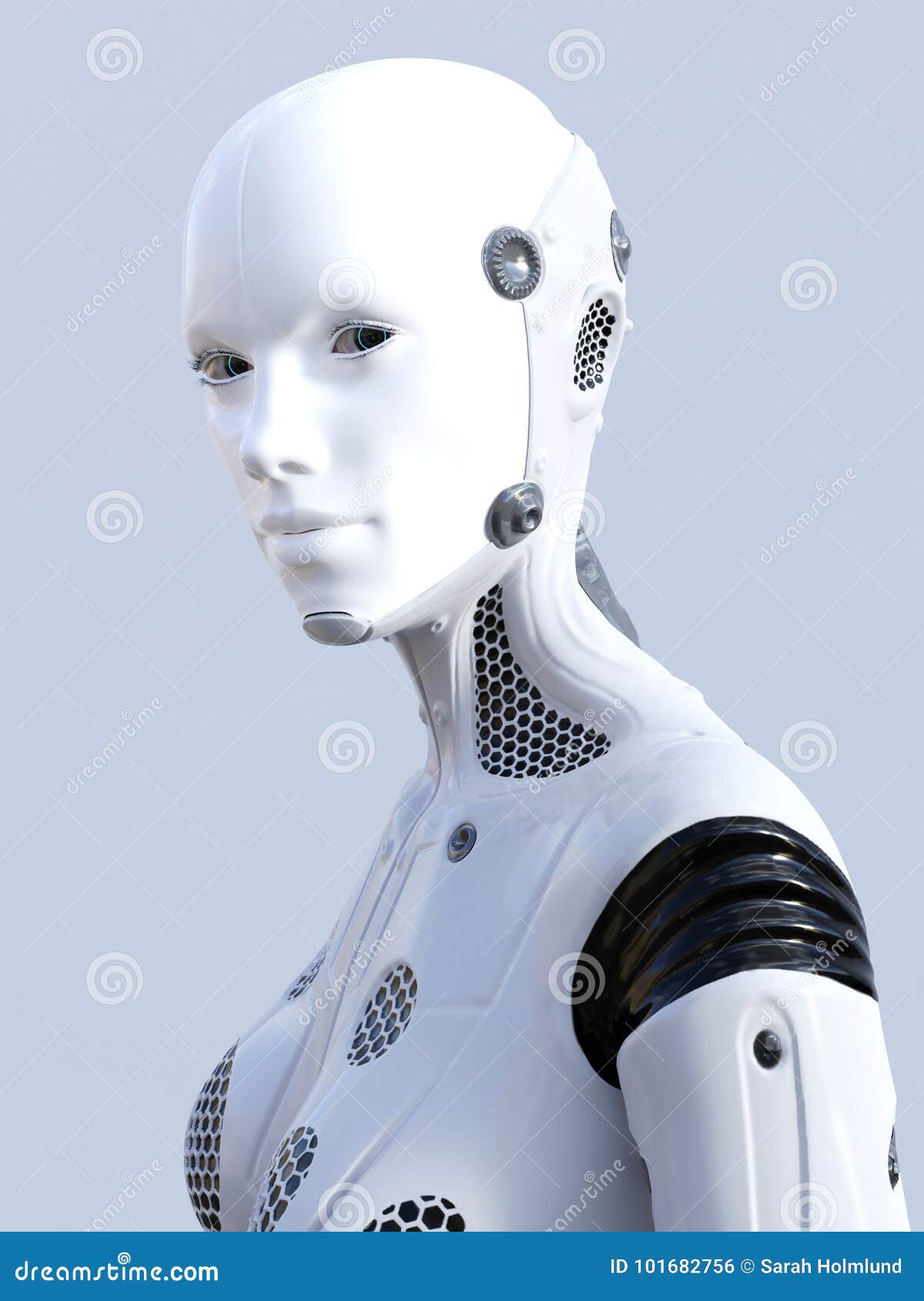 3D Rendering of Female Robot Face. Stock Illustration - Illustration of ...