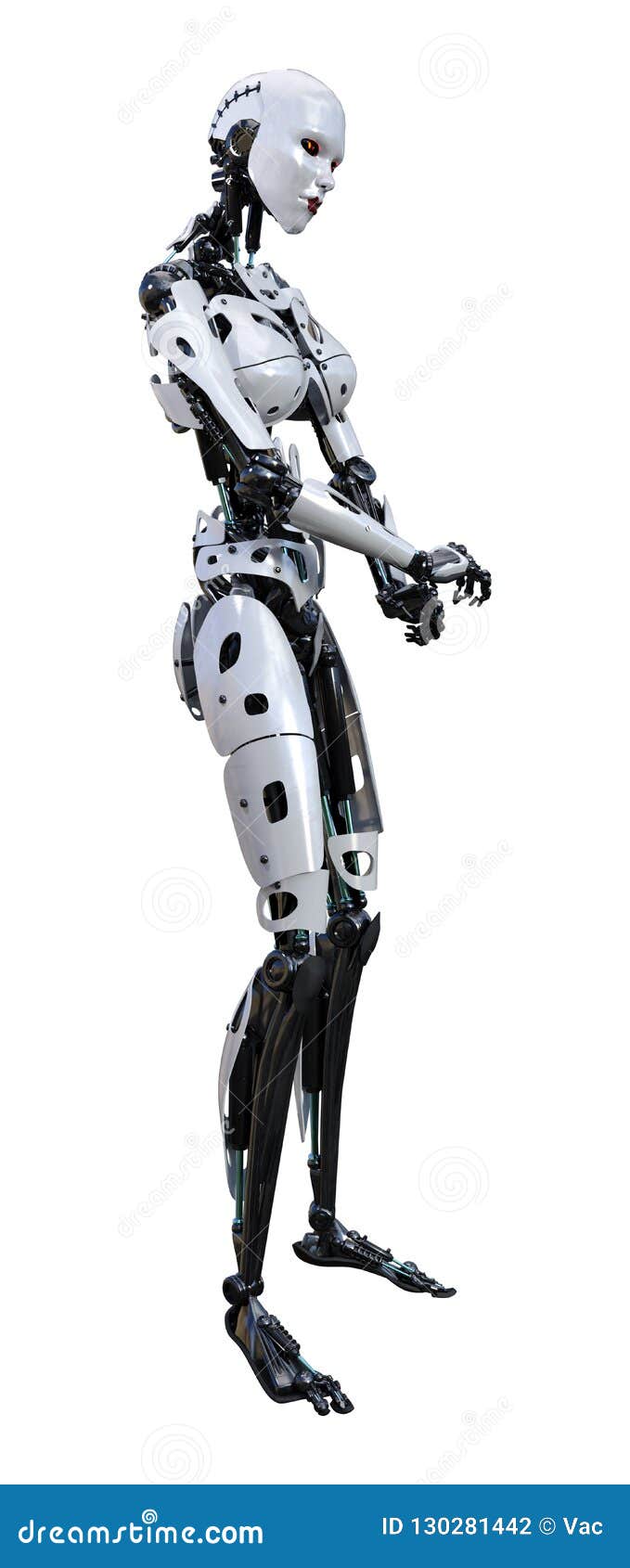 3D Rendering Female Robot on White Stock Illustration - Illustration of ...