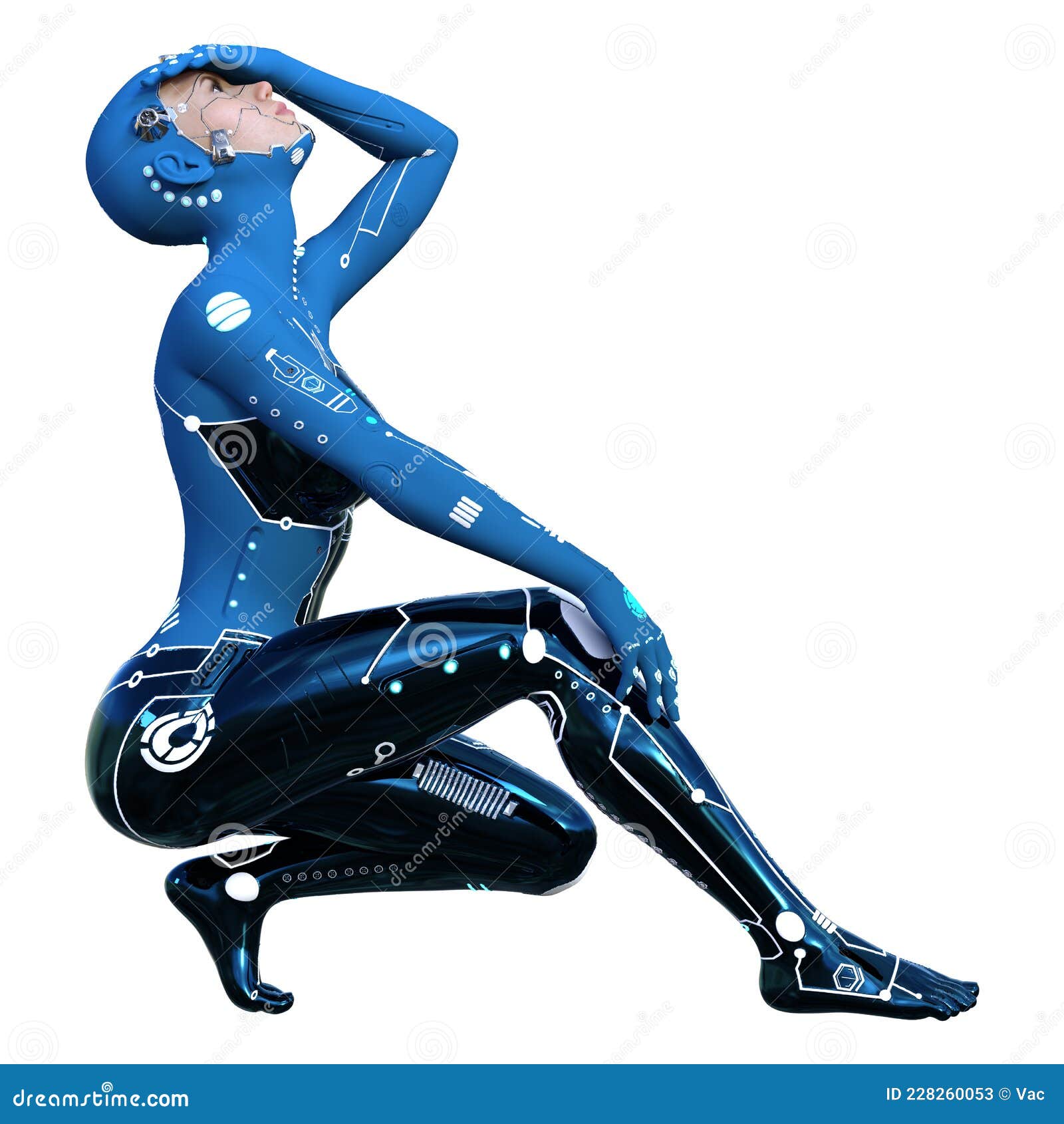 3D Rendering Female Robot on White Stock Illustration - Illustration of ...