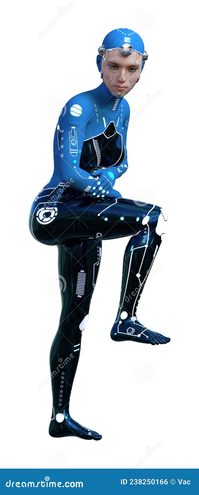 3D Rendering Female Robot on White Stock Illustration - Illustration of ...