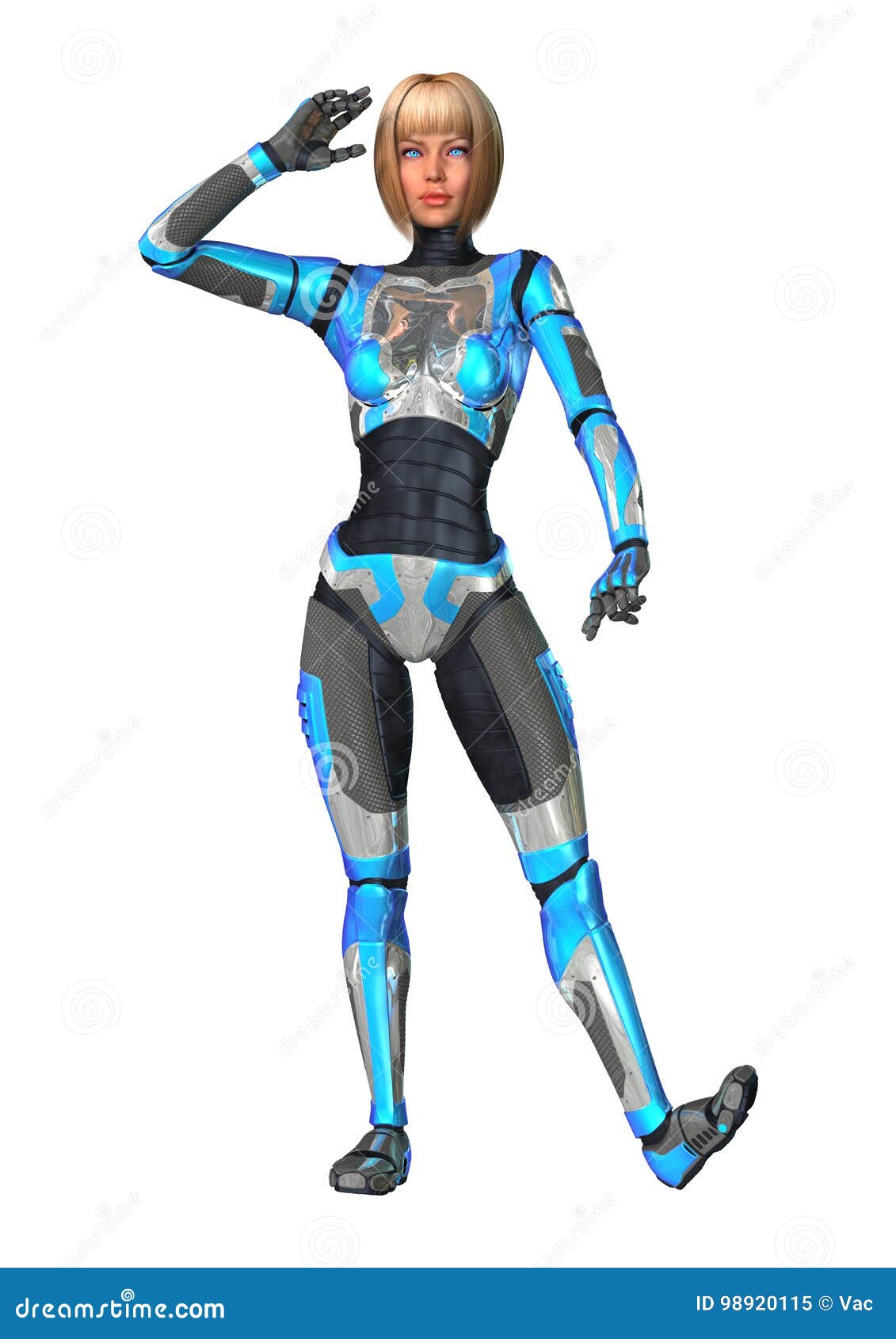 3D Rendering Female Robot on White Stock Illustration - Illustration of ...