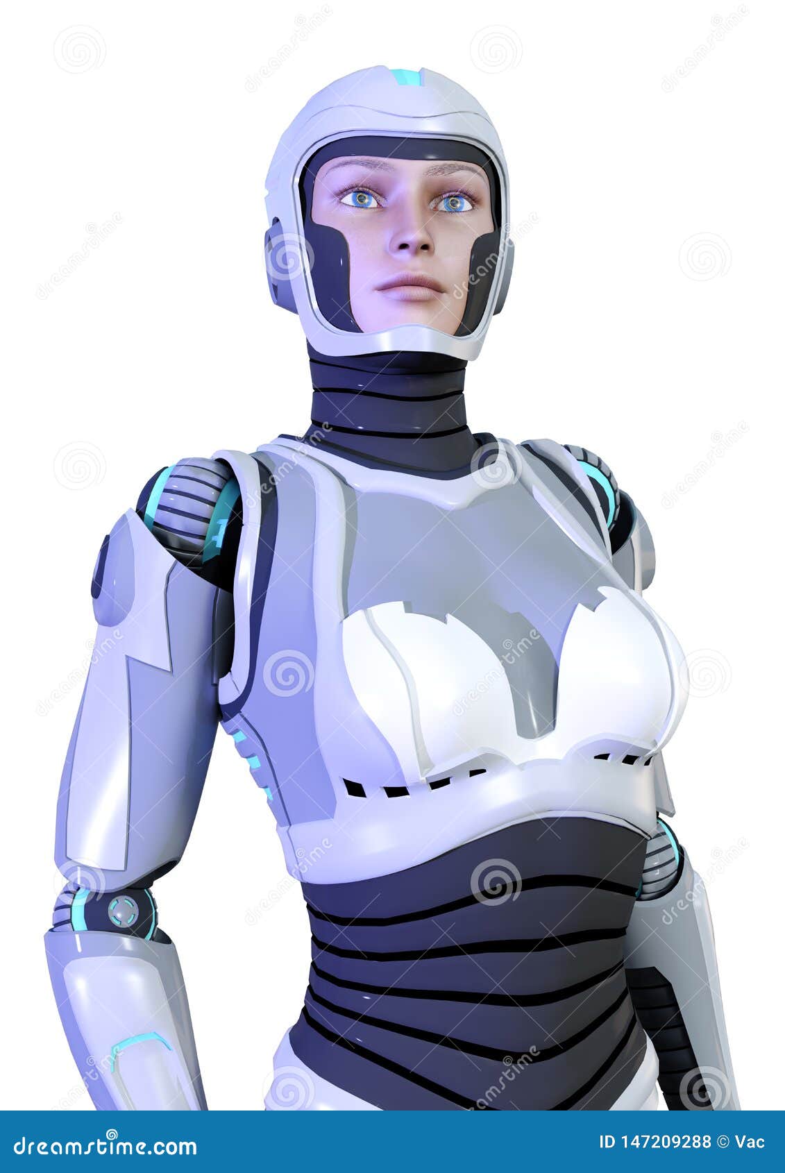 3D Rendering Female Robot on White Stock Illustration - Illustration of ...