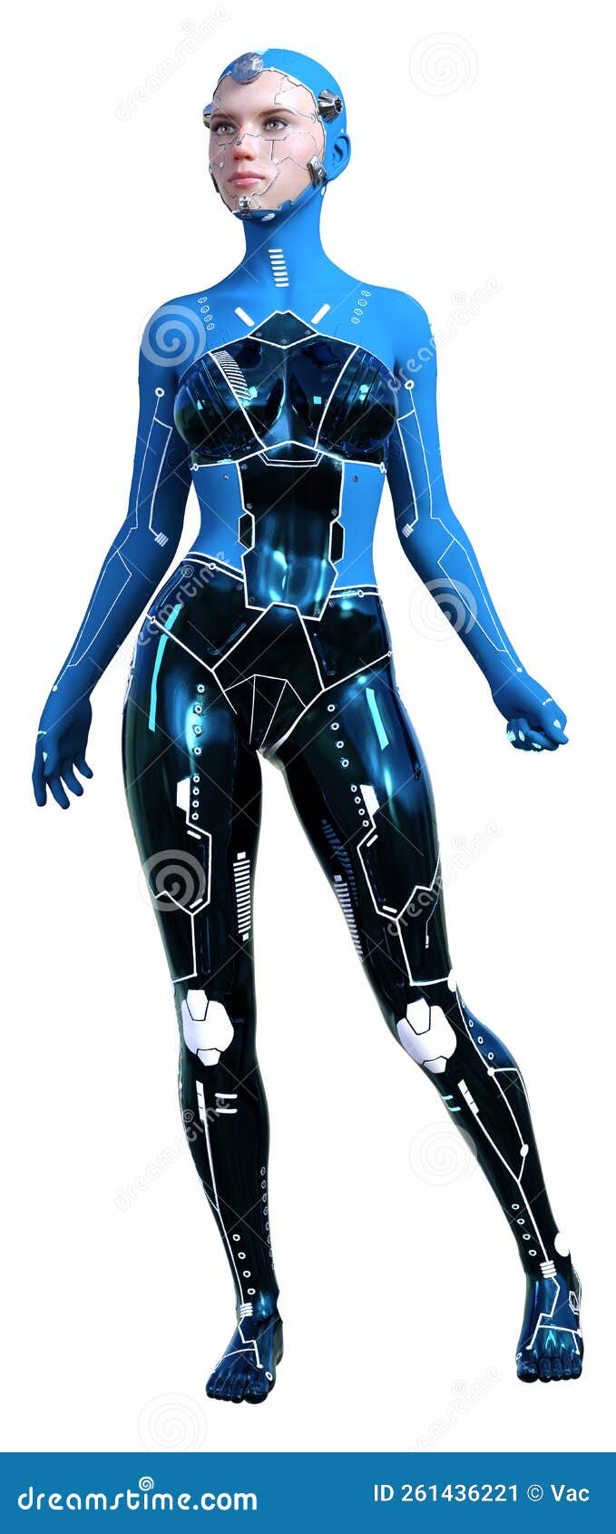 3D Rendering Female Robot on White Stock Illustration - Illustration of ...