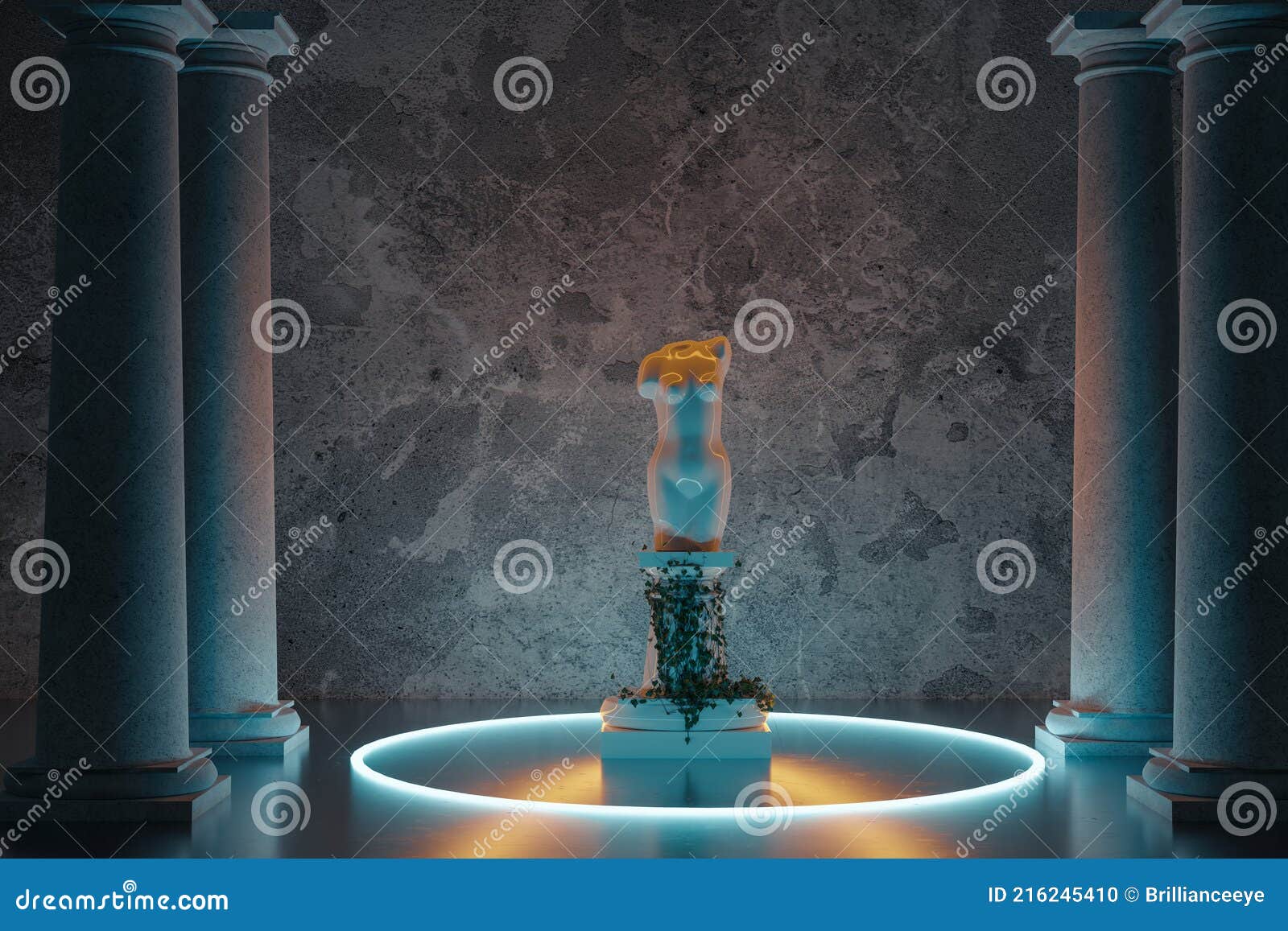 3d Rendering of Female Torso Illuminated from Neon Light and Surrounded ...