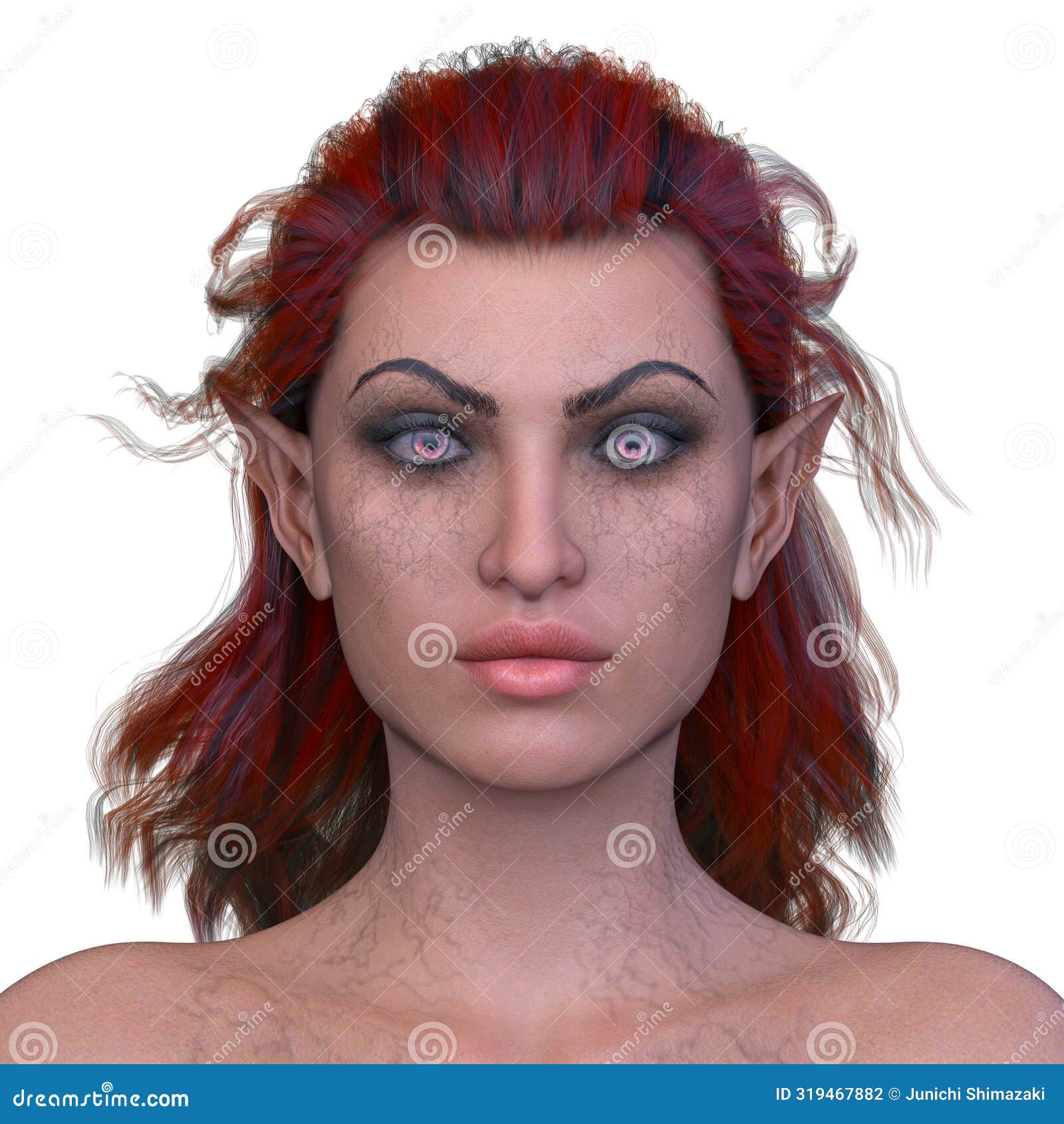 3D Rendering of a Female Vampire Face Close-up Stock Illustration ...