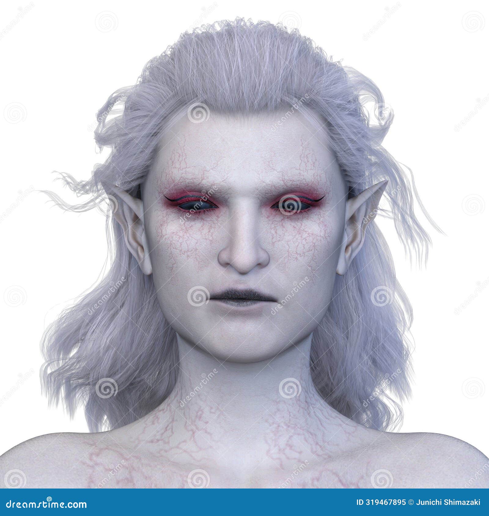 3D Rendering of a Female Vampire Face Close-up Stock Illustration ...