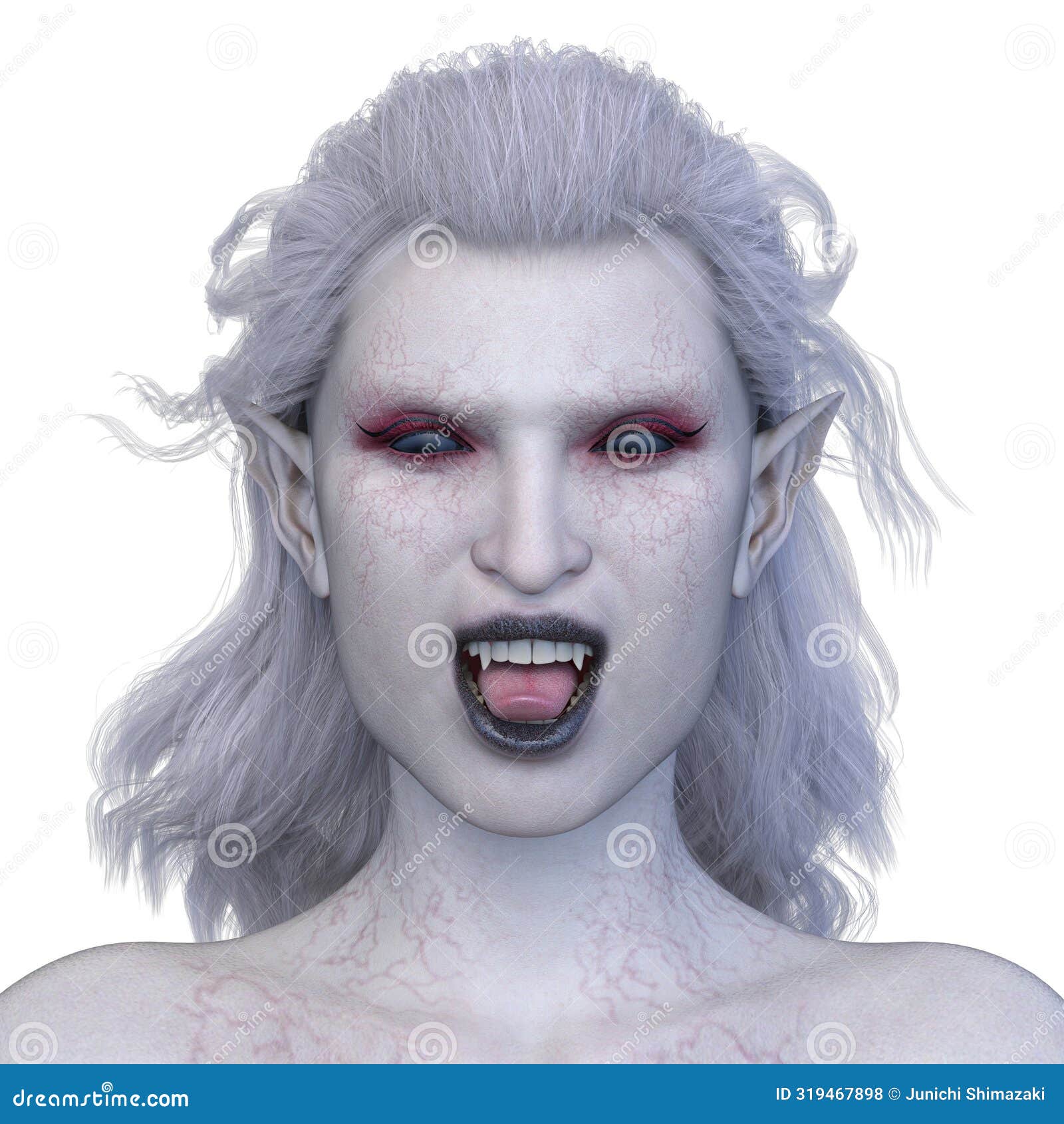 3D Rendering of a Female Vampire Face Close-up Stock Illustration ...
