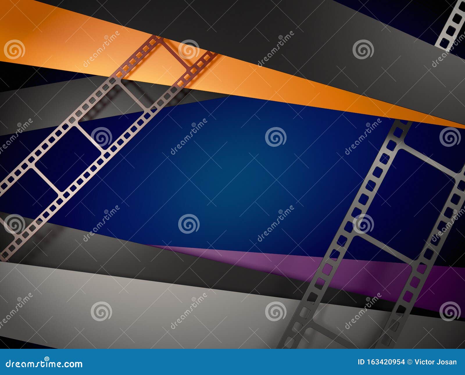 3d Rendering of Film Reel Stripe on Abstract Background Stock ...