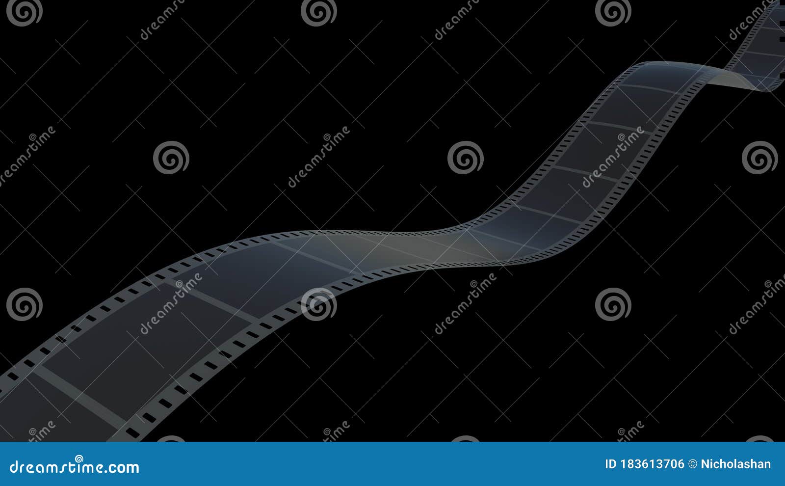 3d Rendering of Film Strip Isolated with Black Stock Illustration ...