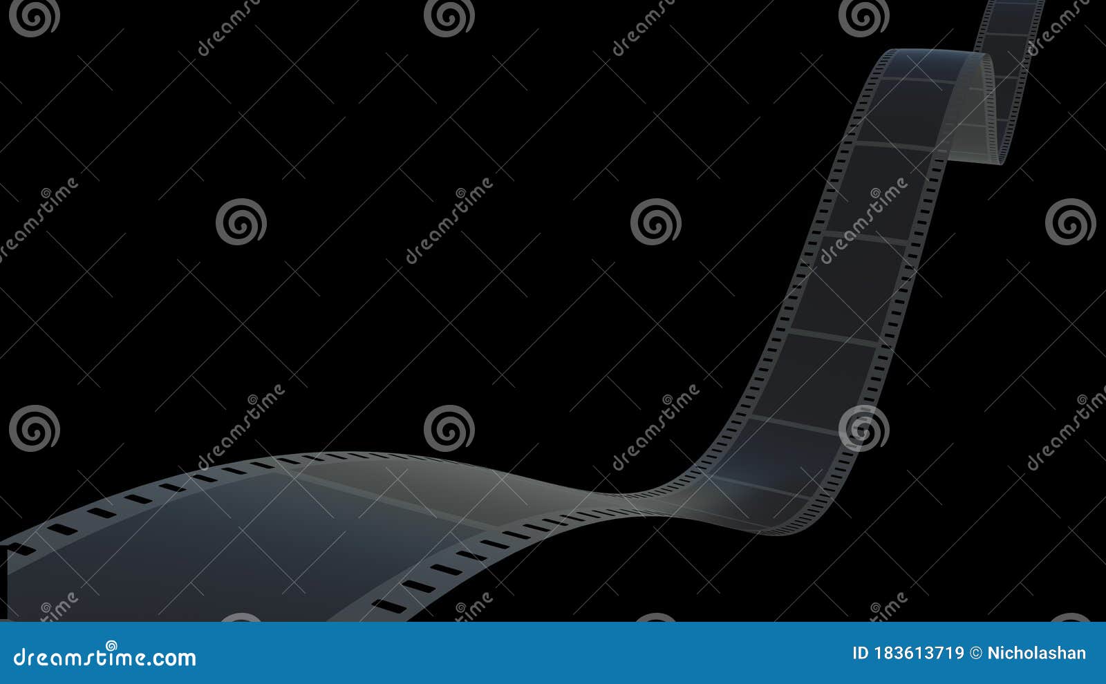 3d Rendering of Film Strip Isolated with Black Stock Illustration ...