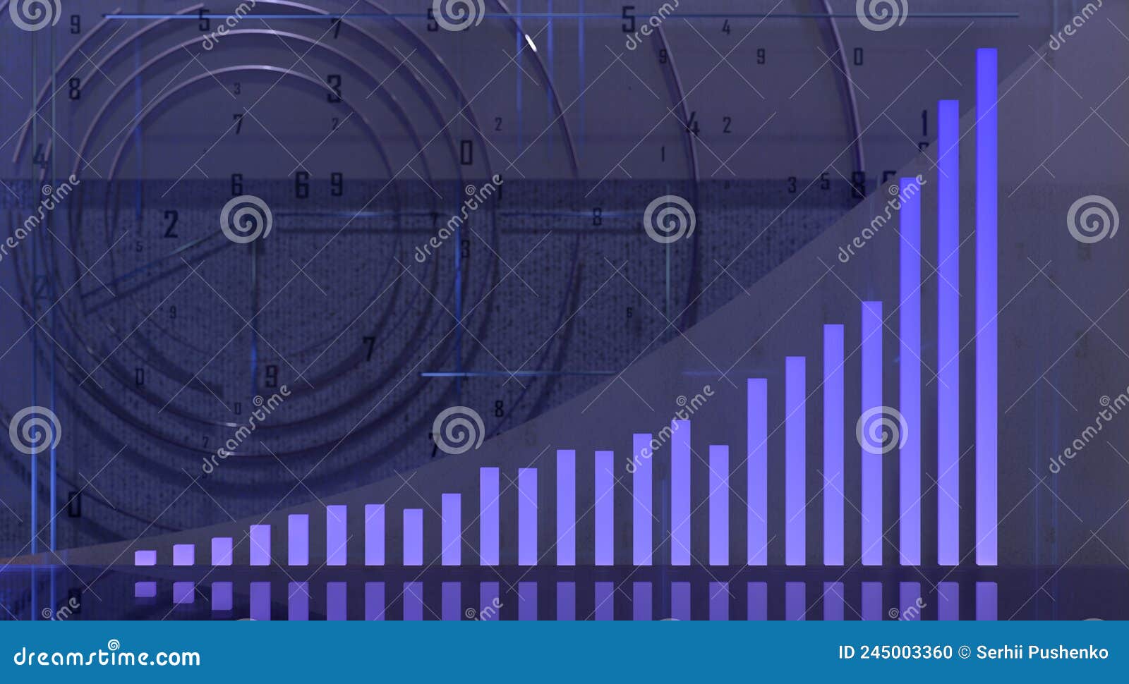 3D Rendering. Financial Graph on a Dark Blue Background. Bar Chart ...
