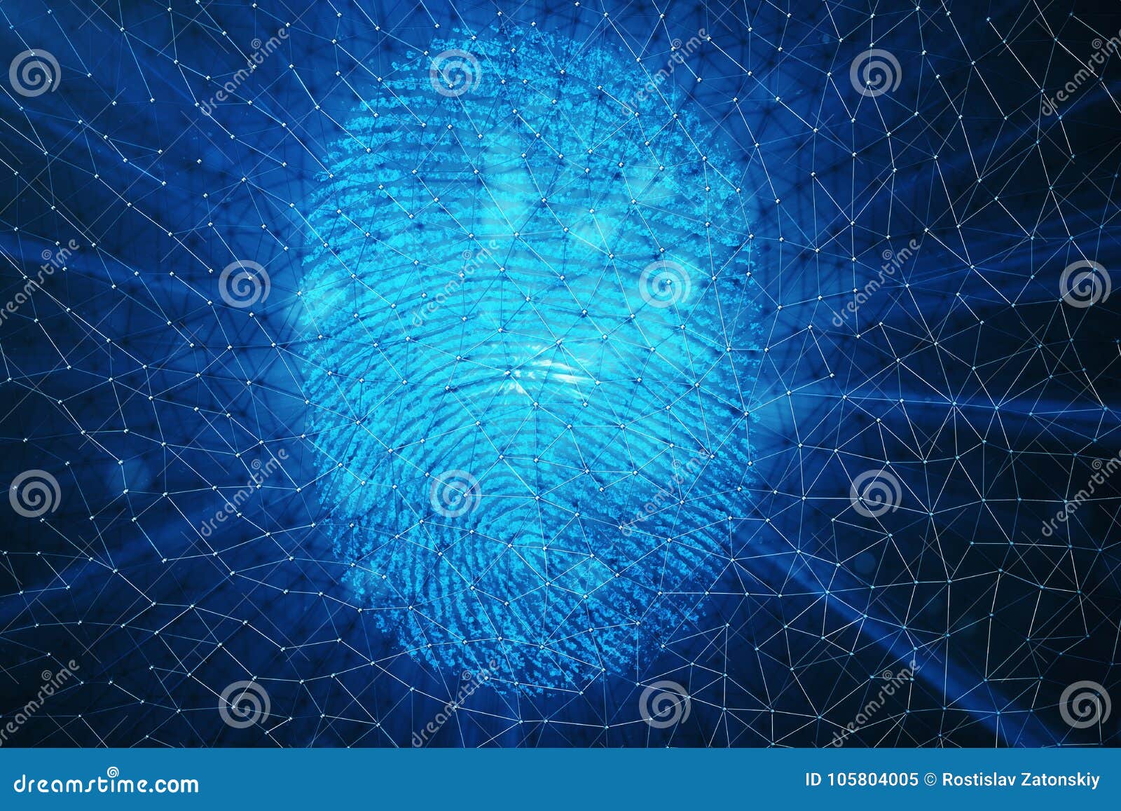 3D Rendering Fingerprint Scanning Identification System. Fingerprint ...