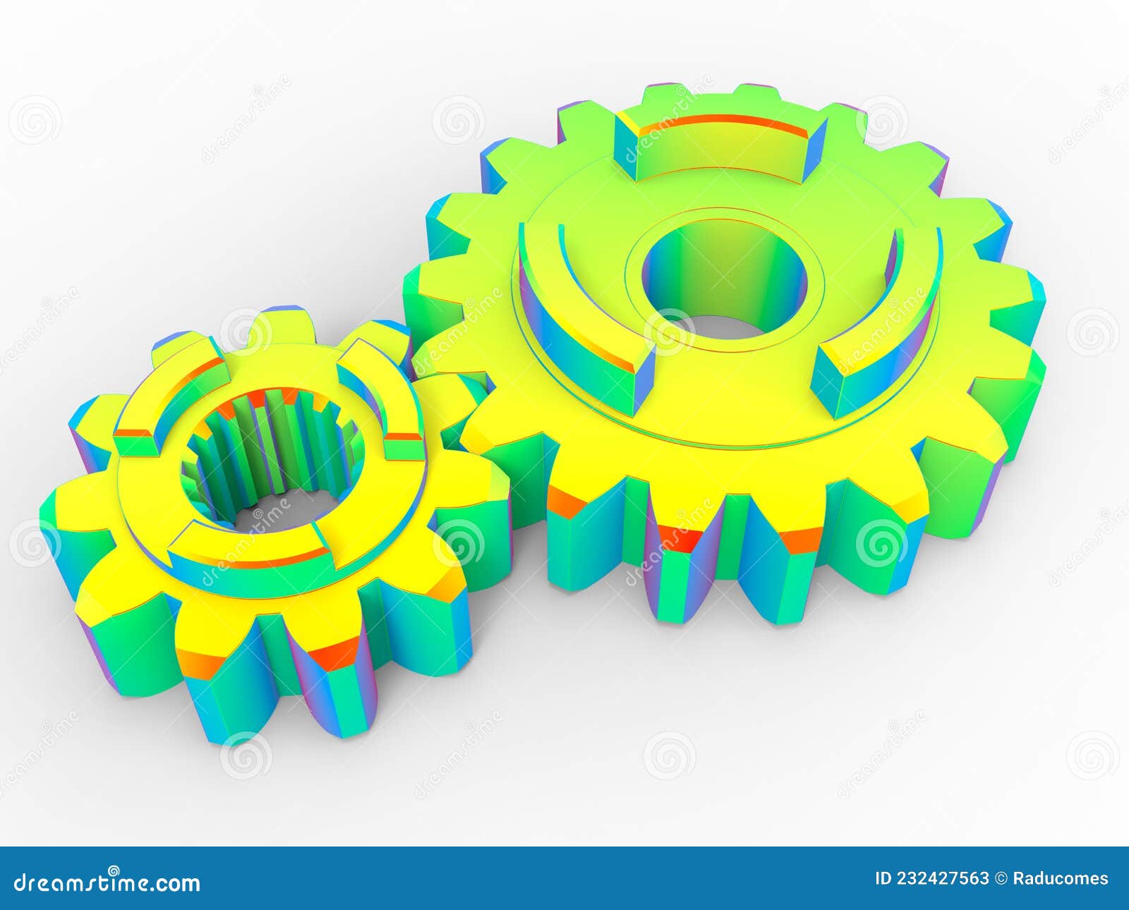 3D Rendering - Finite Element Analysis Of Two Interlocking Cogs Stock ...