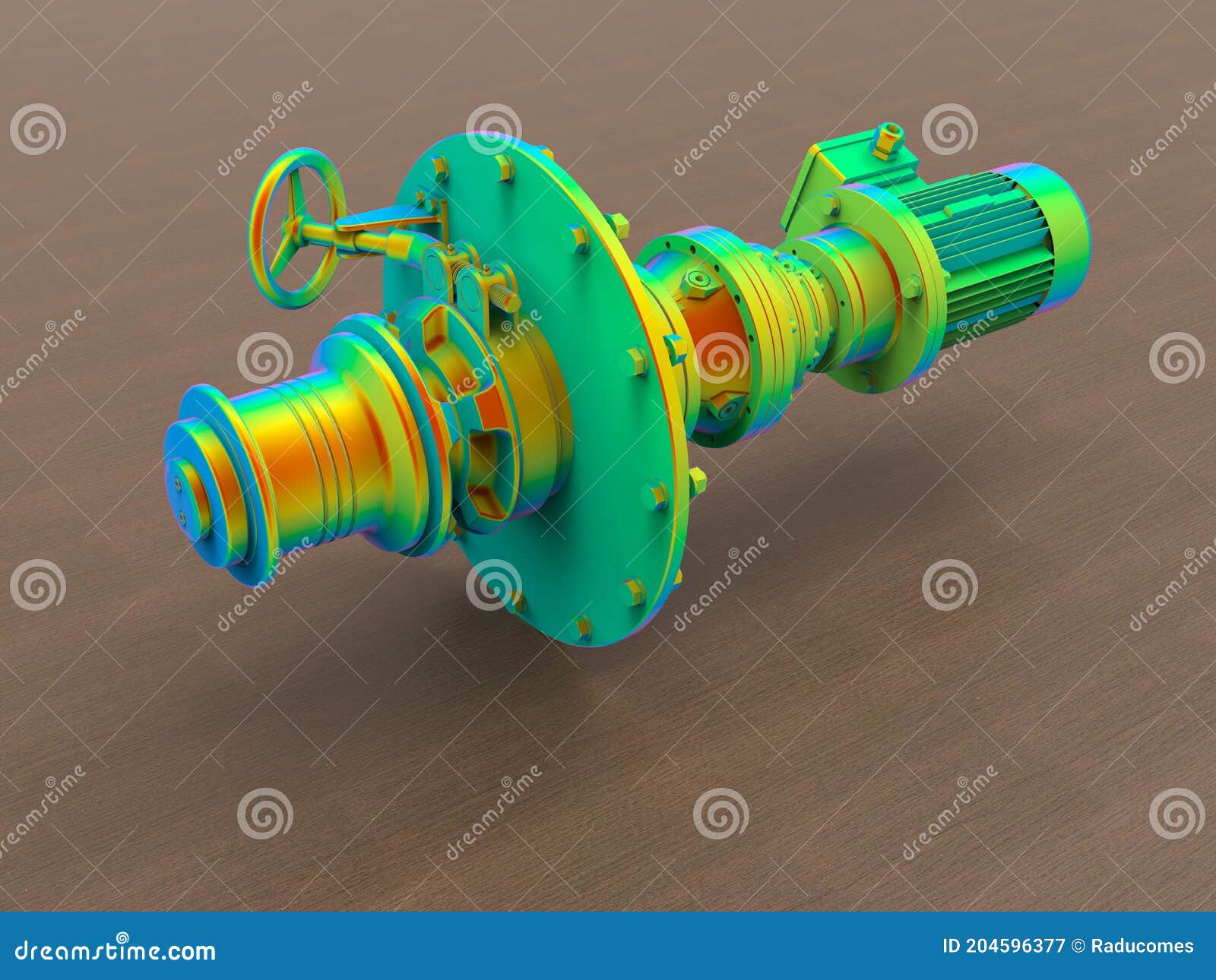 3D Rendering - Finite Element Analysis Valve Coupling Assembly Stock ...