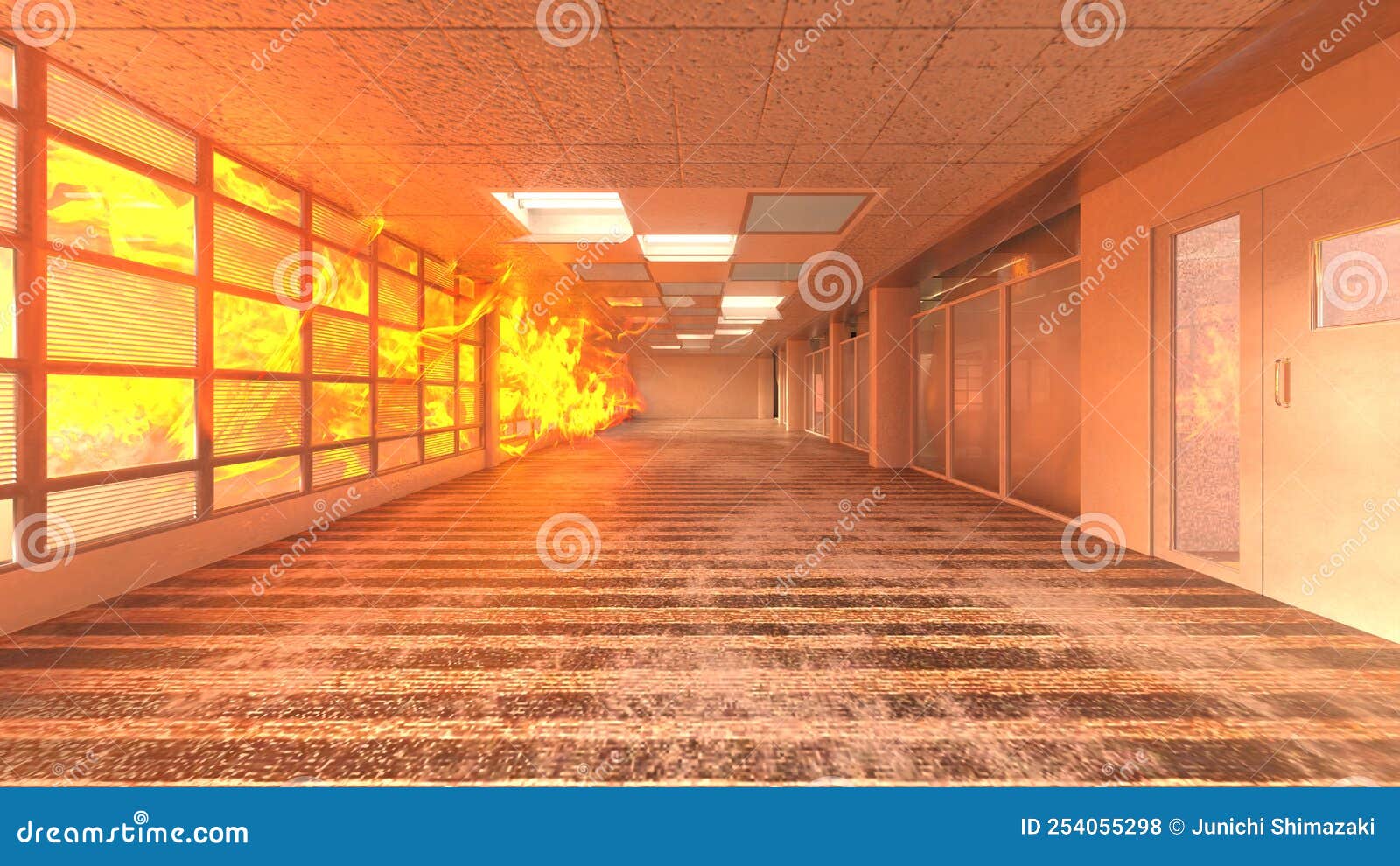 3D Rendering of the Fire Scene Stock Illustration - Illustration of ...