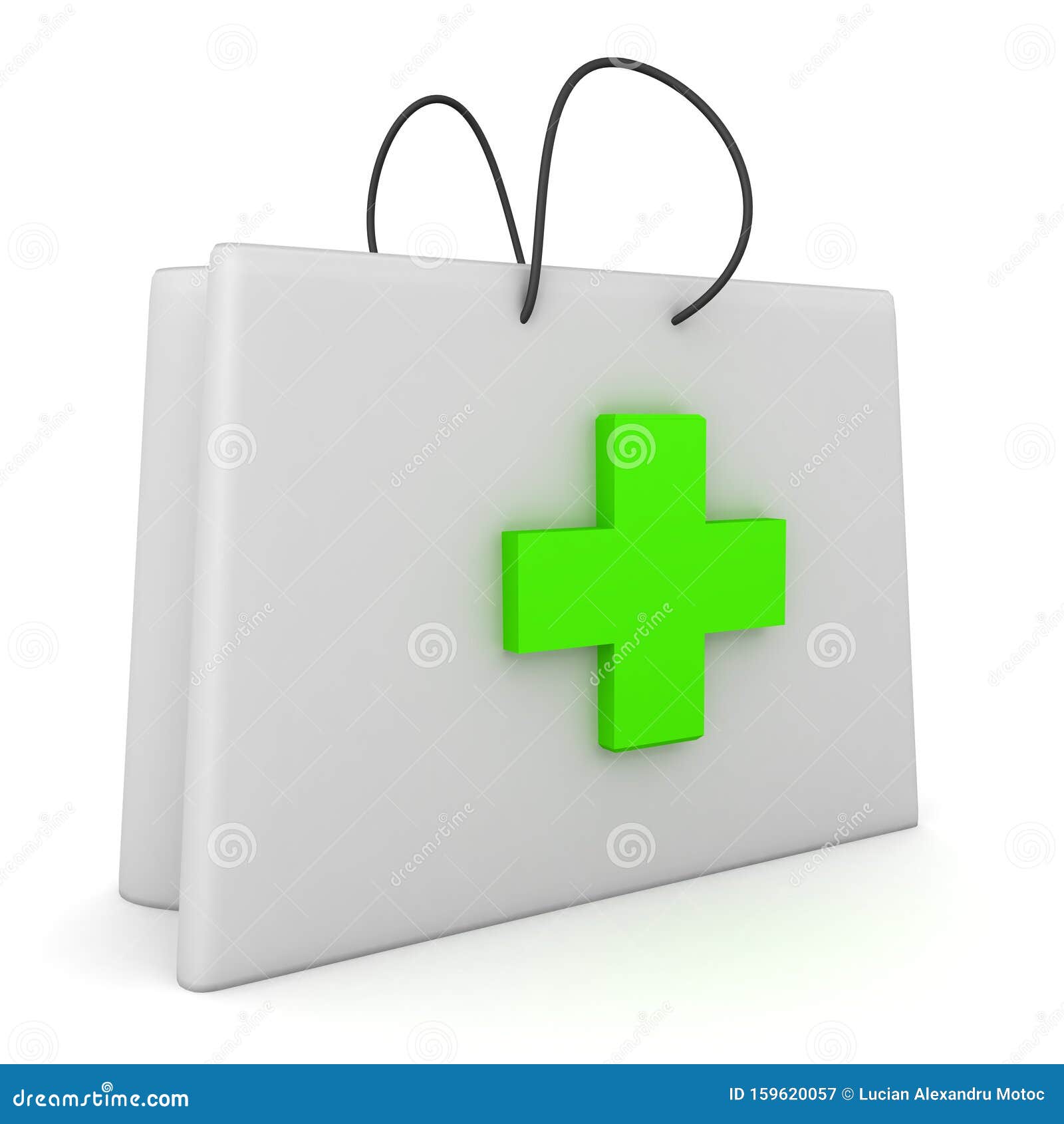 3D Rendering of First Aid Kit with Green Cross Stock Illustration ...