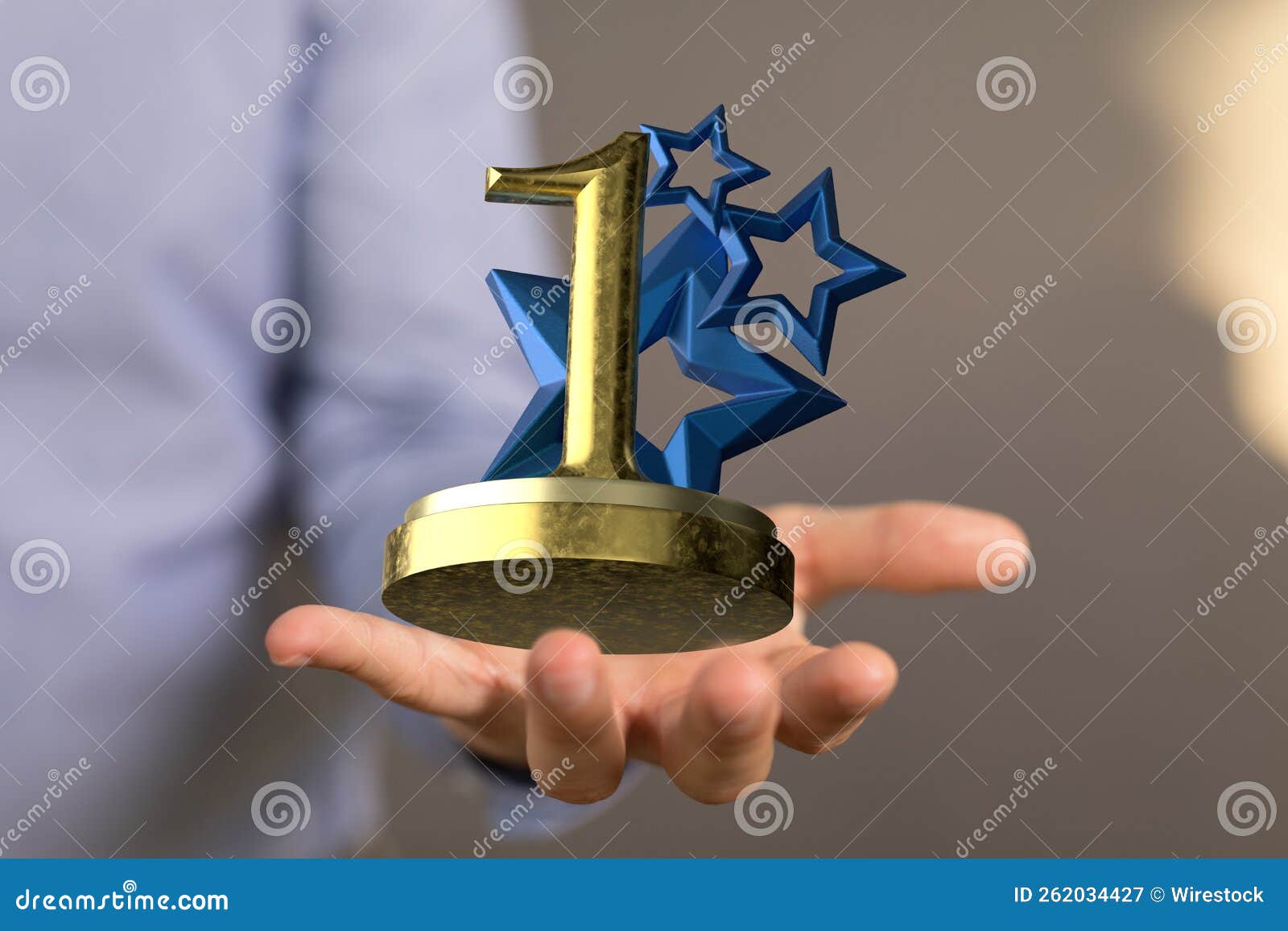3d Rendering of the First-ranked Award in a Man S Hand Stock Image ...