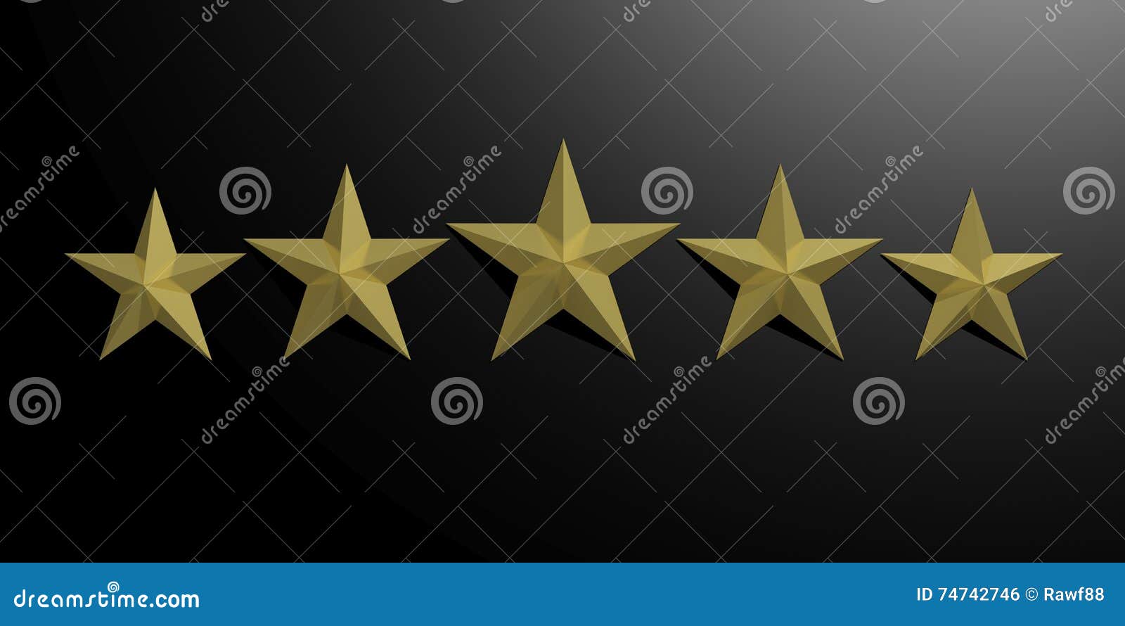 3d Rendering Five Golden Stars Stock Illustration - Illustration of ...