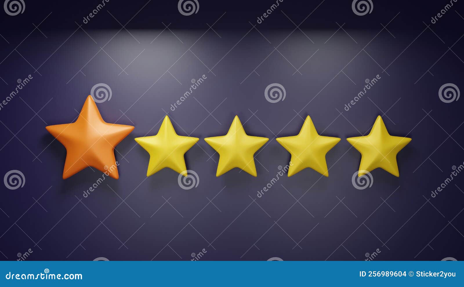 3D Rendering. Five Stars on Dark Background Stock Illustration ...