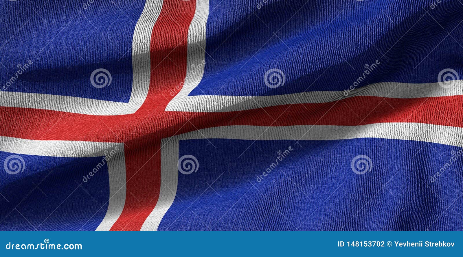 3d Rendering of a Flag of Iceland with Fabric Texture Stock ...