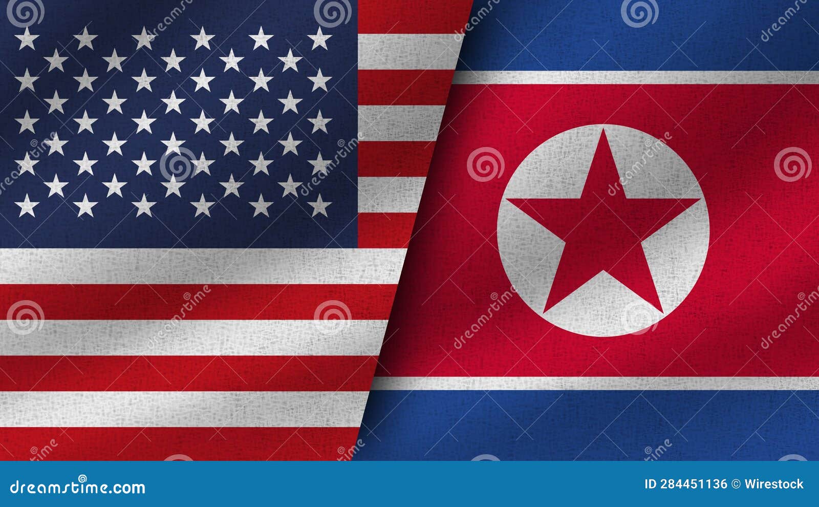 3D Rendering of the Flags of the United States and the DPRK Stock ...