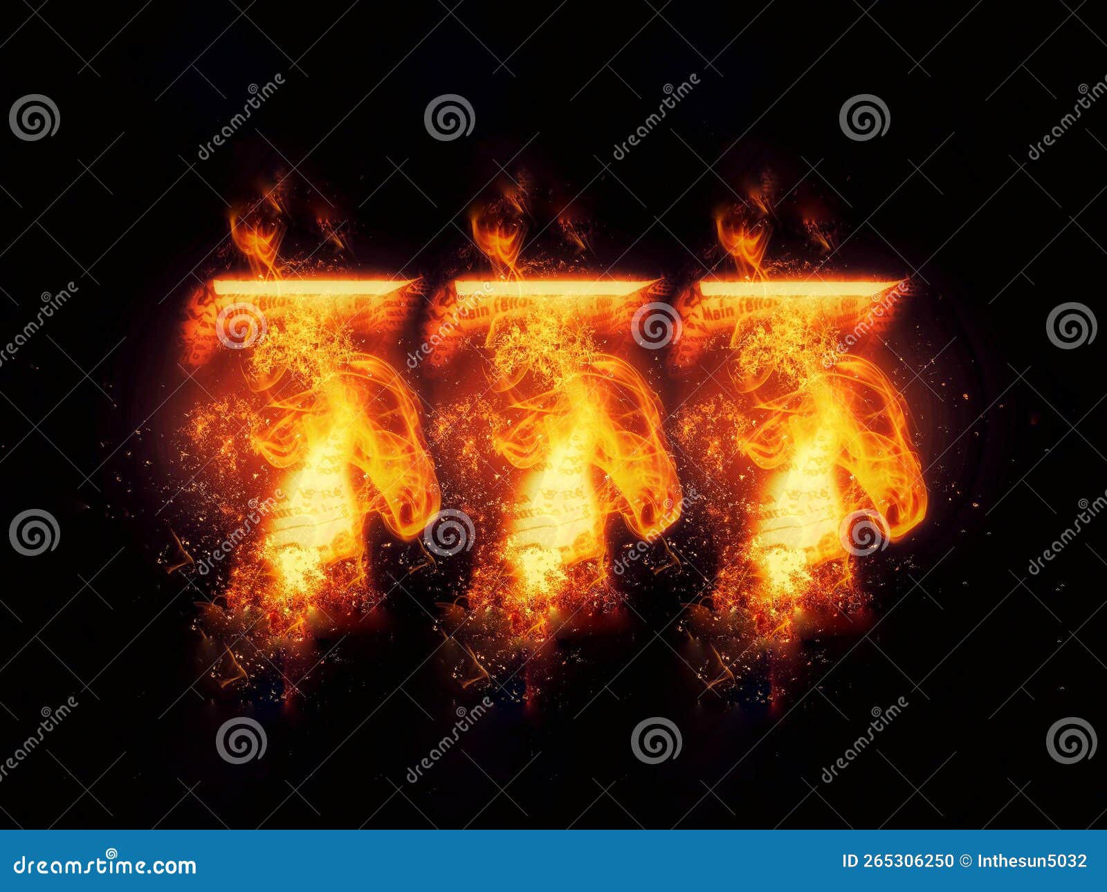 3d Rendering Flaming Horizontal Three Red Seven Numbers and Black ... 3d Rendering Flaming Horizontal Three Red Seven Numbers and Black ...