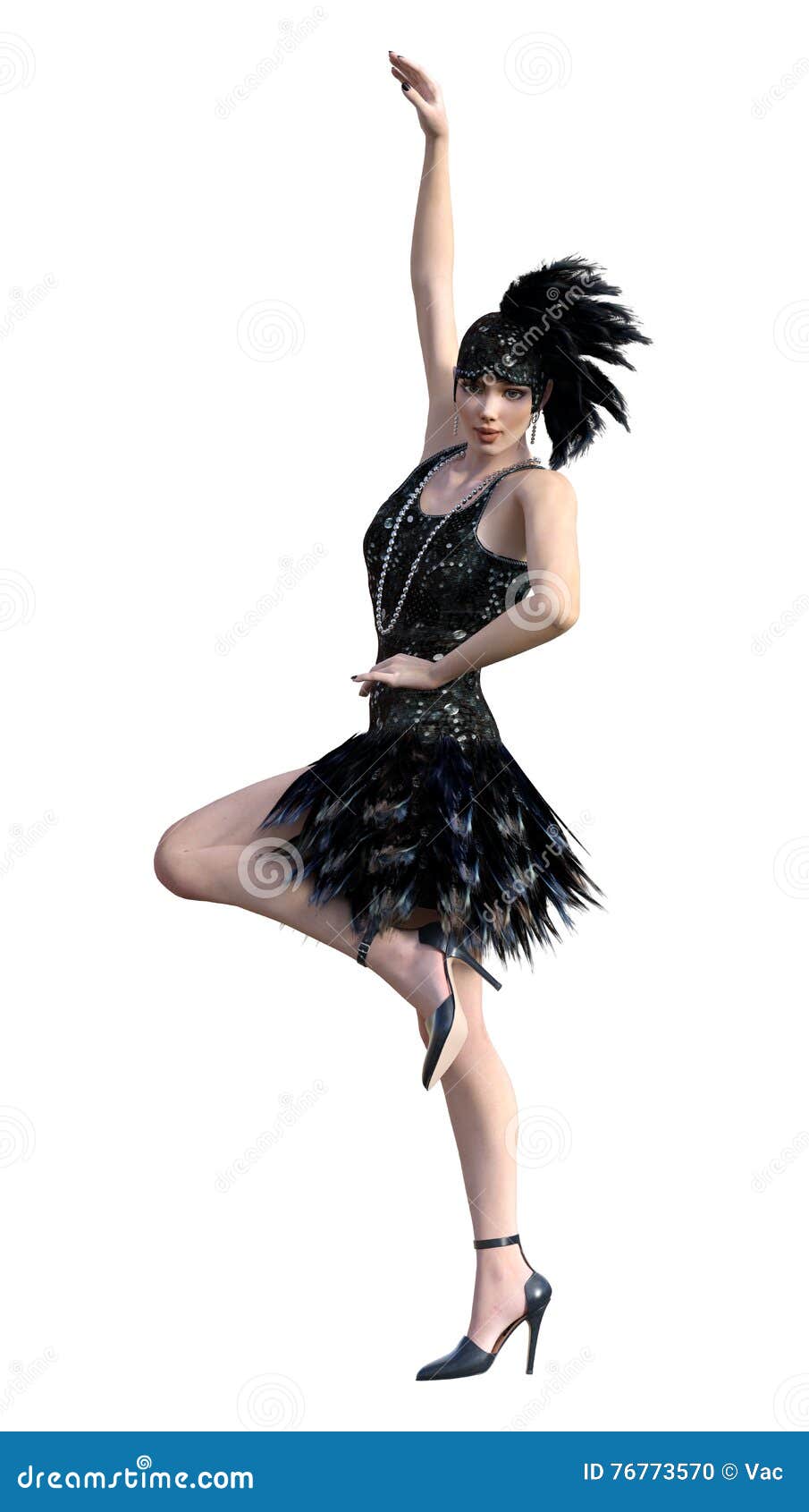 3D Rendering Flapper Dancing on White Stock Illustration - Illustration ...