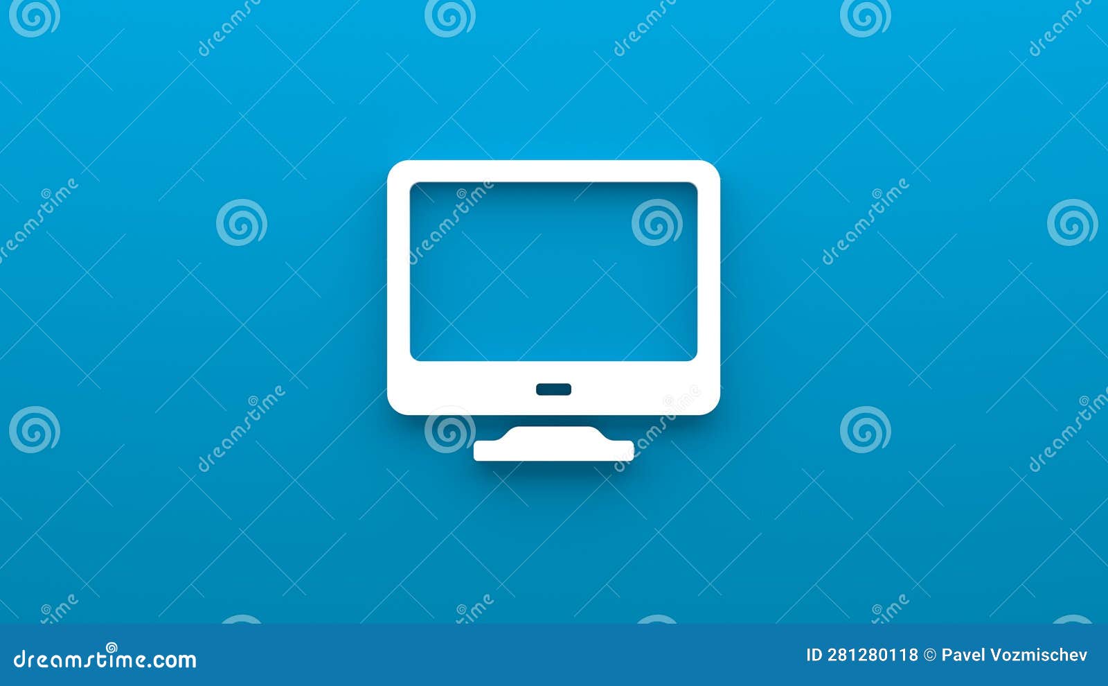 Minimalistic Computer Monitor Icon. 3d Rendering of a Flat Icon on a ...