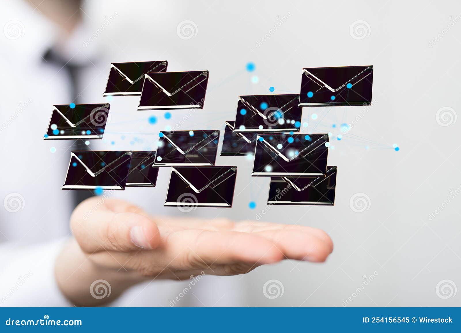 3d Rendering of Floating Connected Message Icons on a Palm of a Hand Stock Image - Image of ...