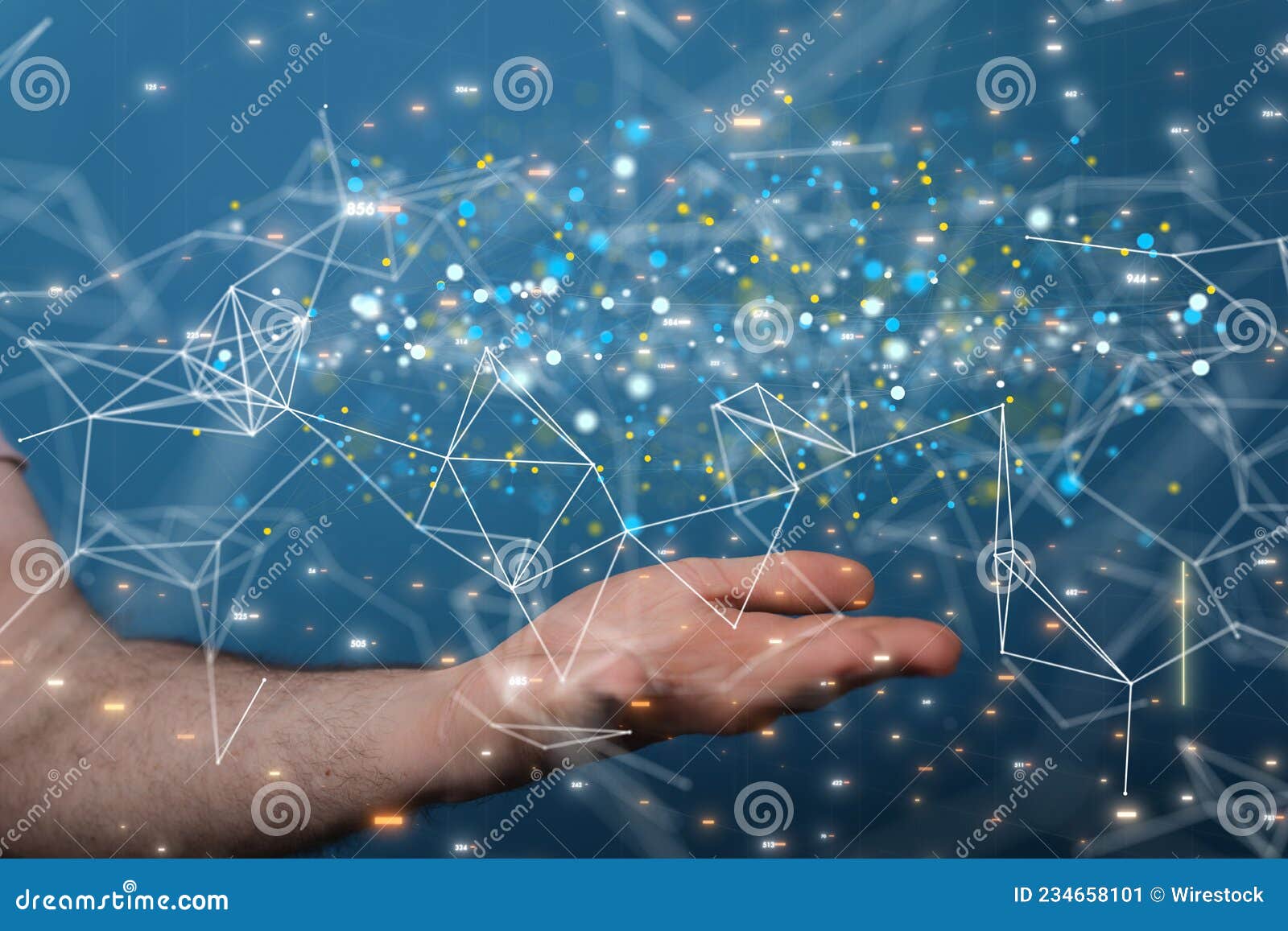 3d Rendering Floating Connecting Lines And Binary Digits On A Man S Hand Concept Of 4540