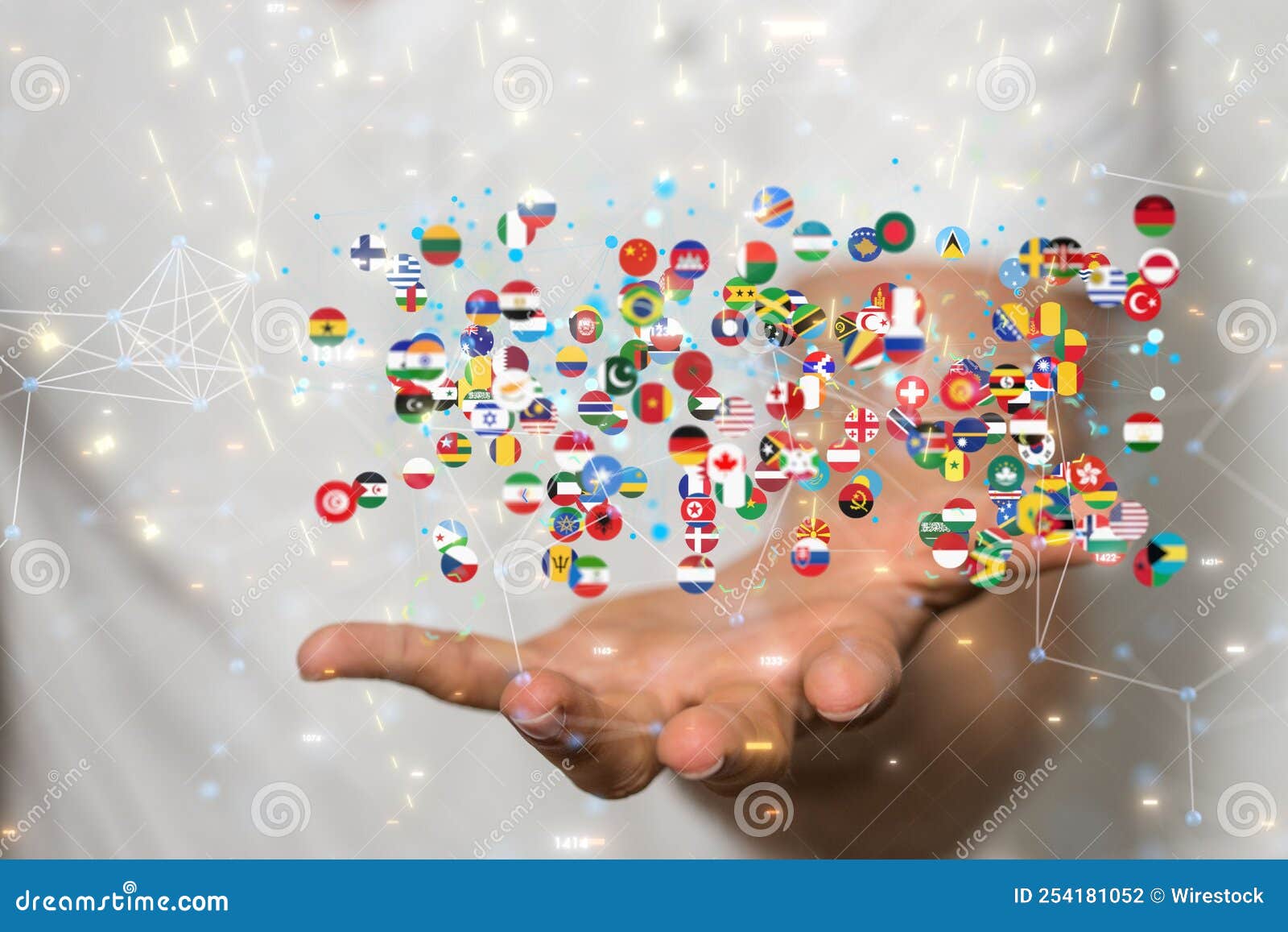 3d Rendering of Floating Flags on a Palm of a Hand Stock Photo - Image ...