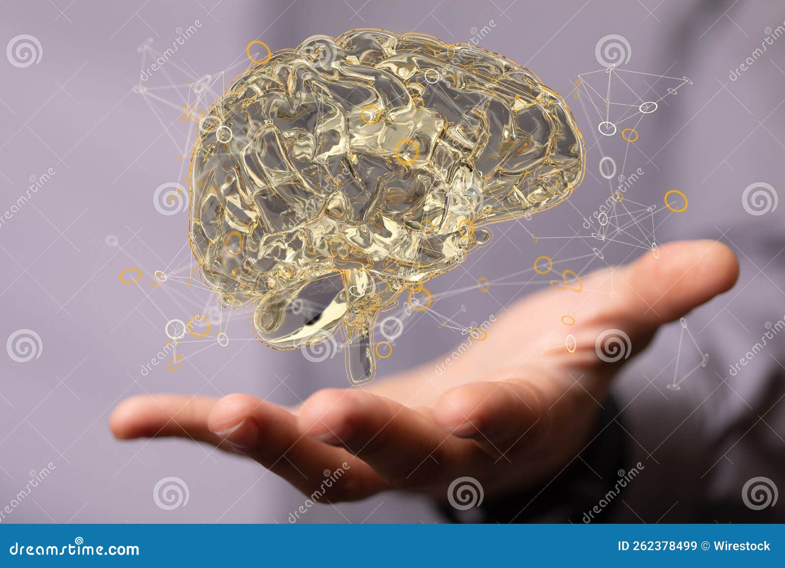 3D Rendering of a Floating Human Brain Above a Hand Stock Image - Image ...