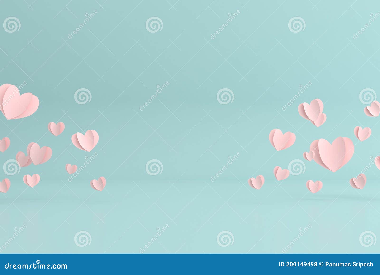 3D Rendering of Floating Paper Hearts Stock Illustration - Illustration ...