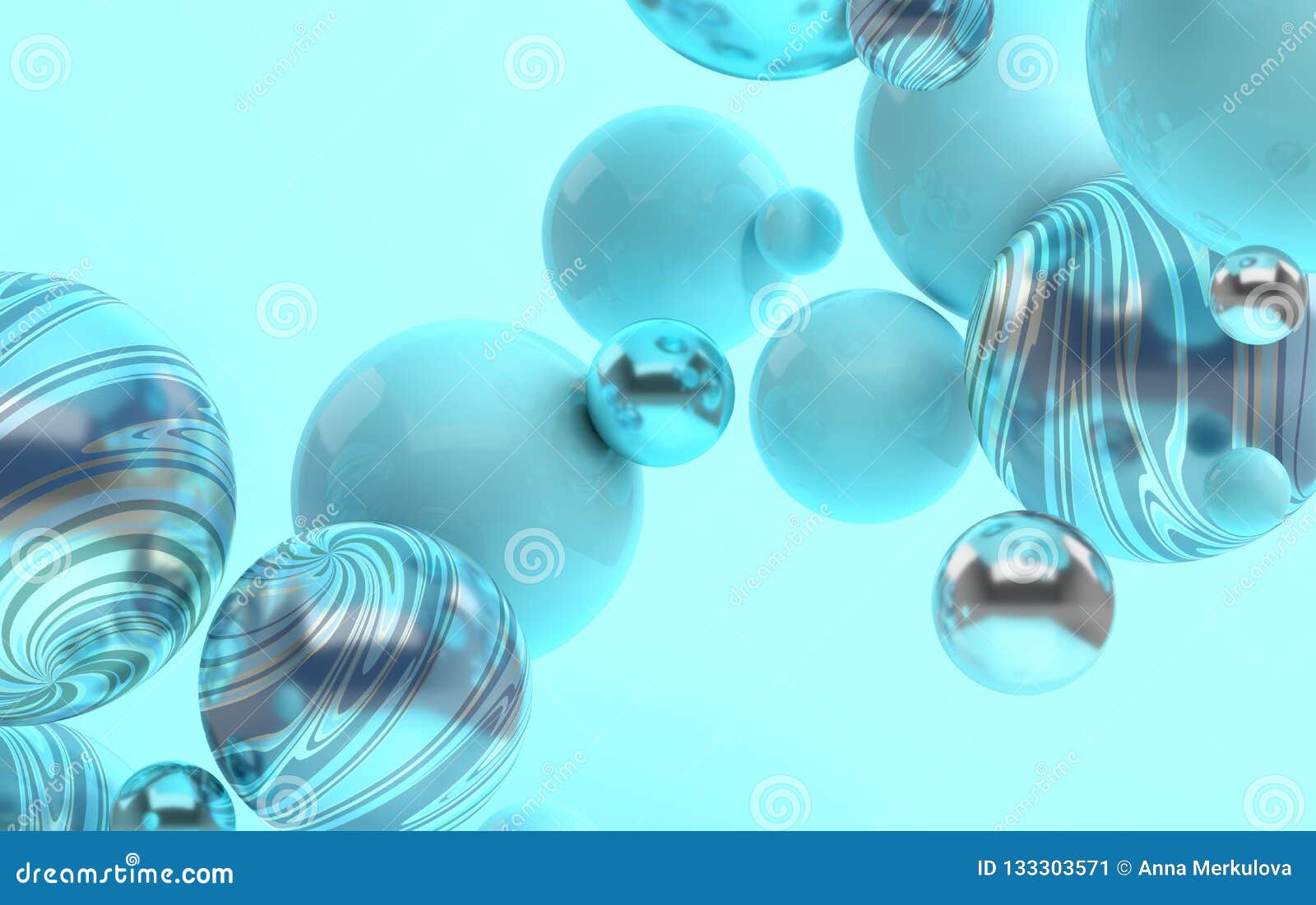 3d Rendering Of Floating Polished Blue And Shining Marble Sphere ...