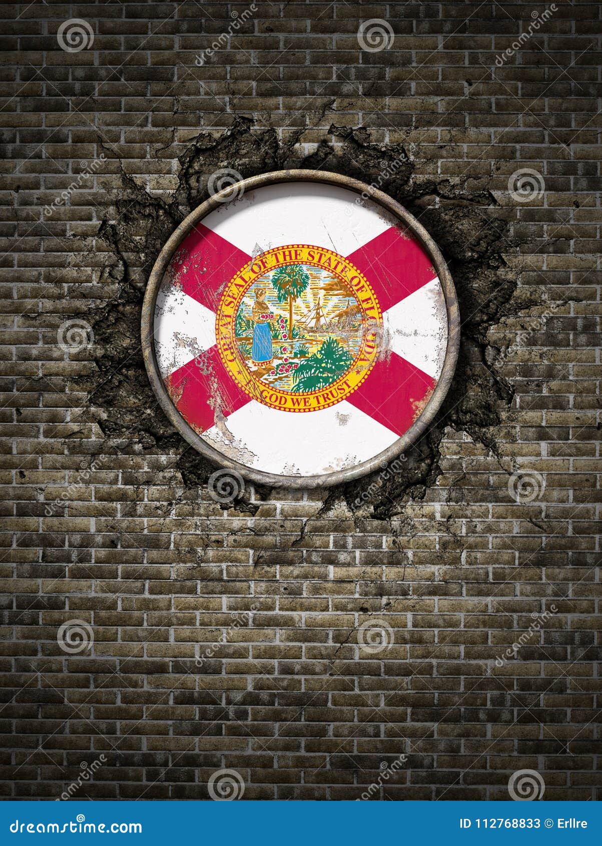 Old Florida Flag in Brick Wall Stock Illustration - Illustration of ...