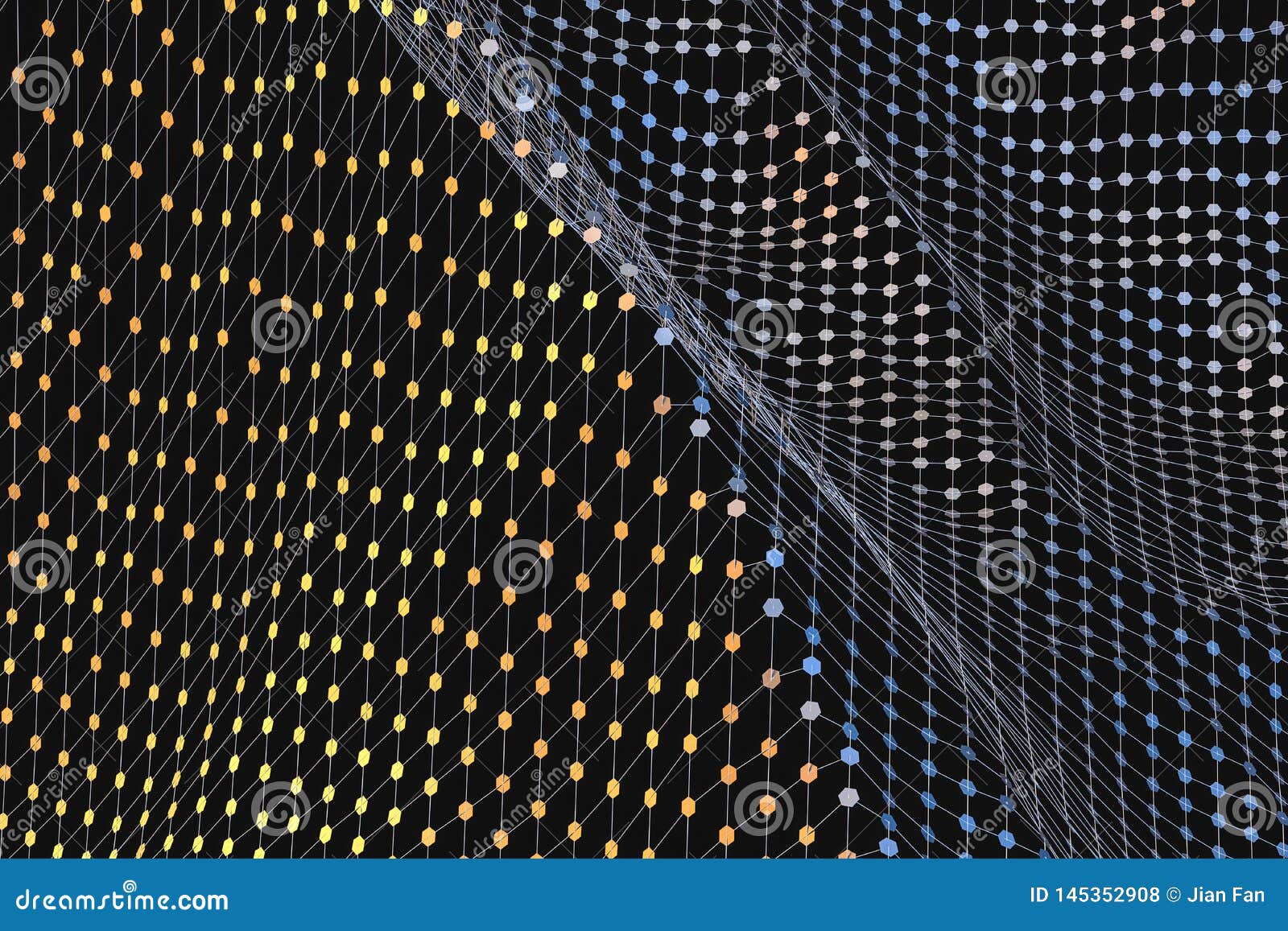 3d Rendering, Flow Dot with Gradient Background Stock Illustration ...