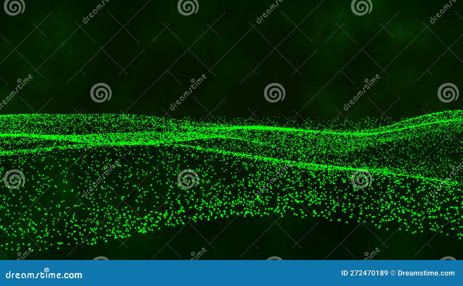 3d Rendering. Flowing Dot and Smoke Particles Wave Isolated on Smoke ...