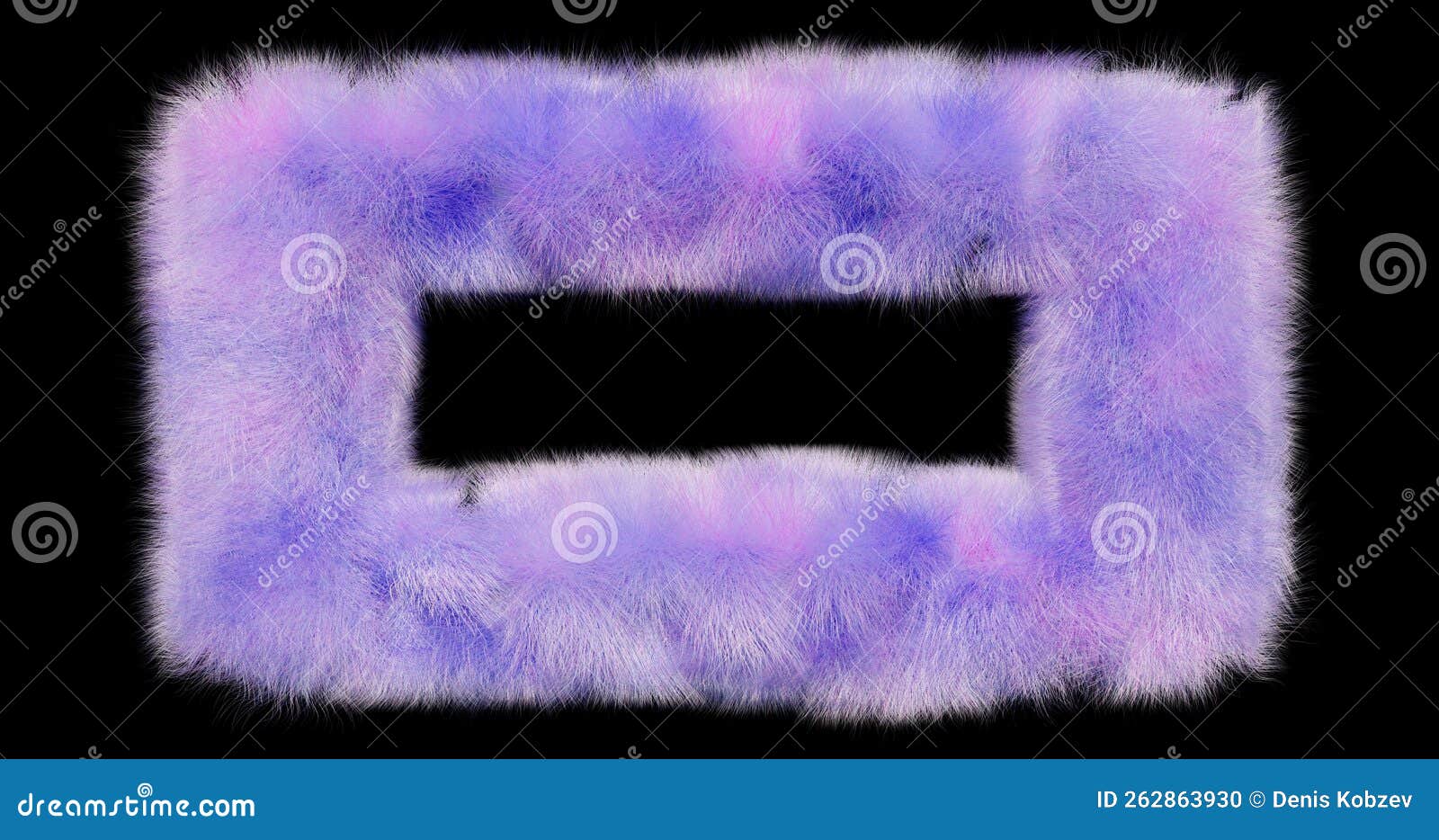 3d Rendering. Fluffy Purple Rectangle on Isolated Background. Graphic ...